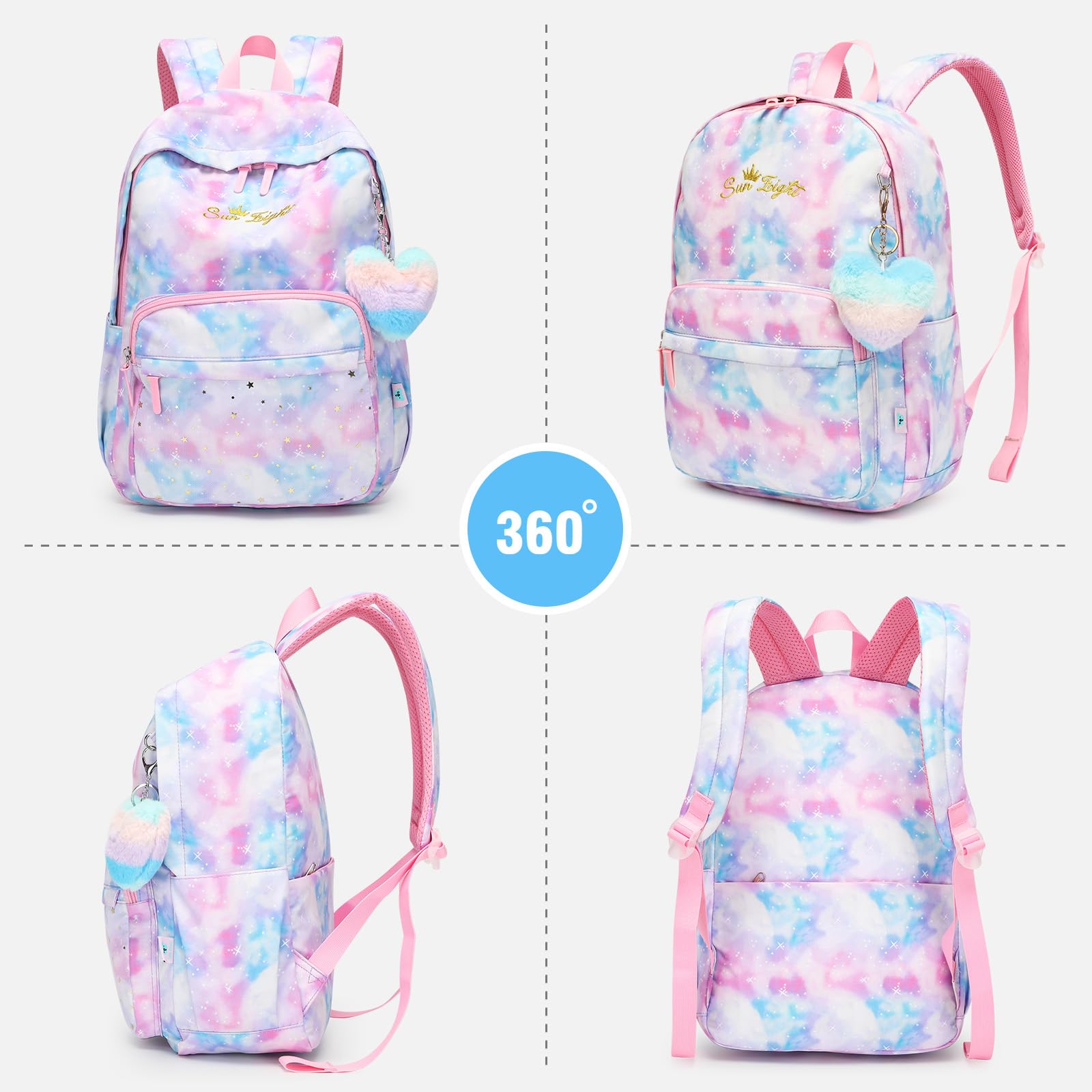 Caran·Y Girls Backpack for Kid in Elementary Large Size School Bookbag Purple Ages 12M+