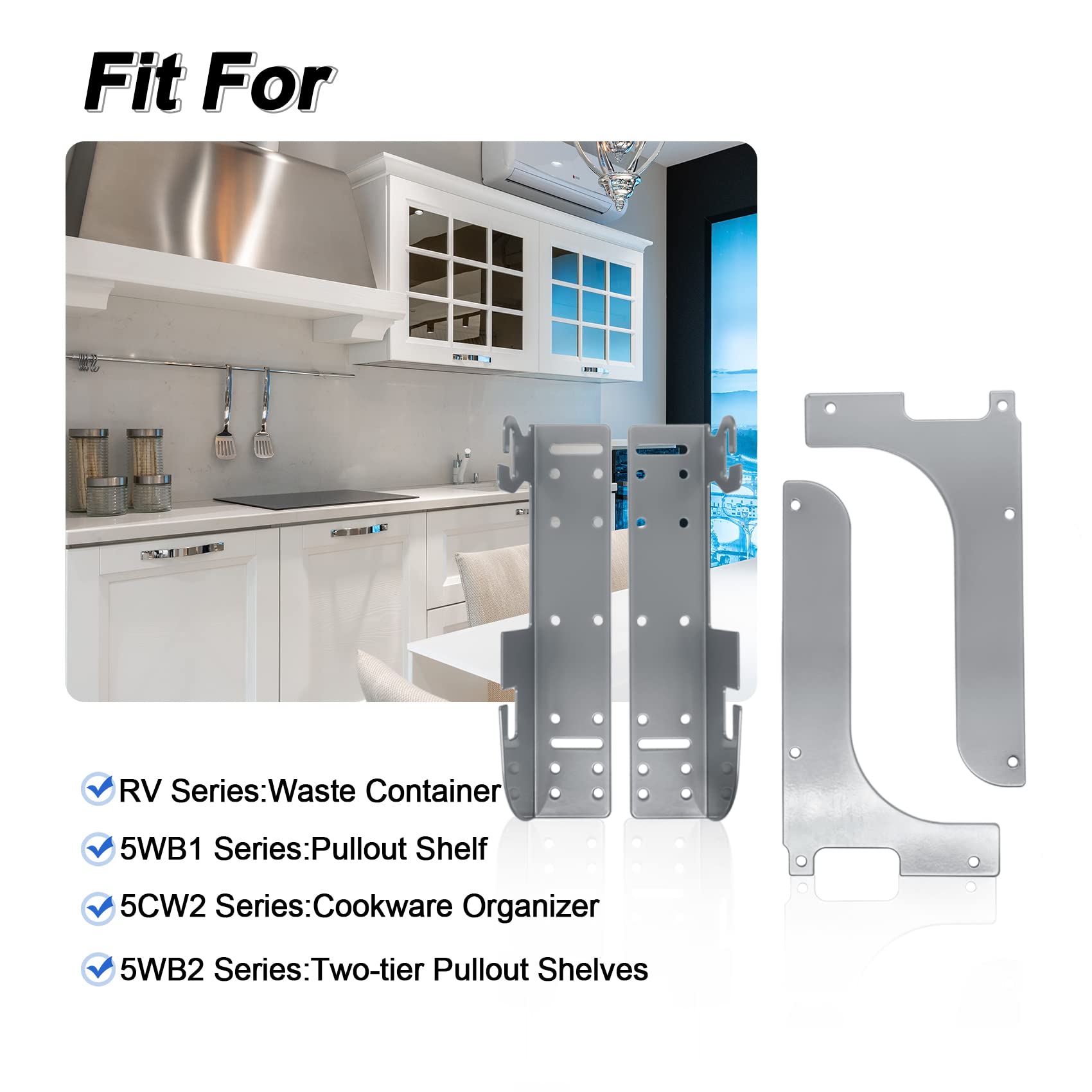 CLERYYE 5WB-DMKIT Door Mount Kit Compatible with Rev-A-Shelf 5WB1 5WB2 5CW2 Series Home Kitchen Cookware Organizers,Waste Containers,Cabinet Pull Out Wire Baskets - Easy to Install