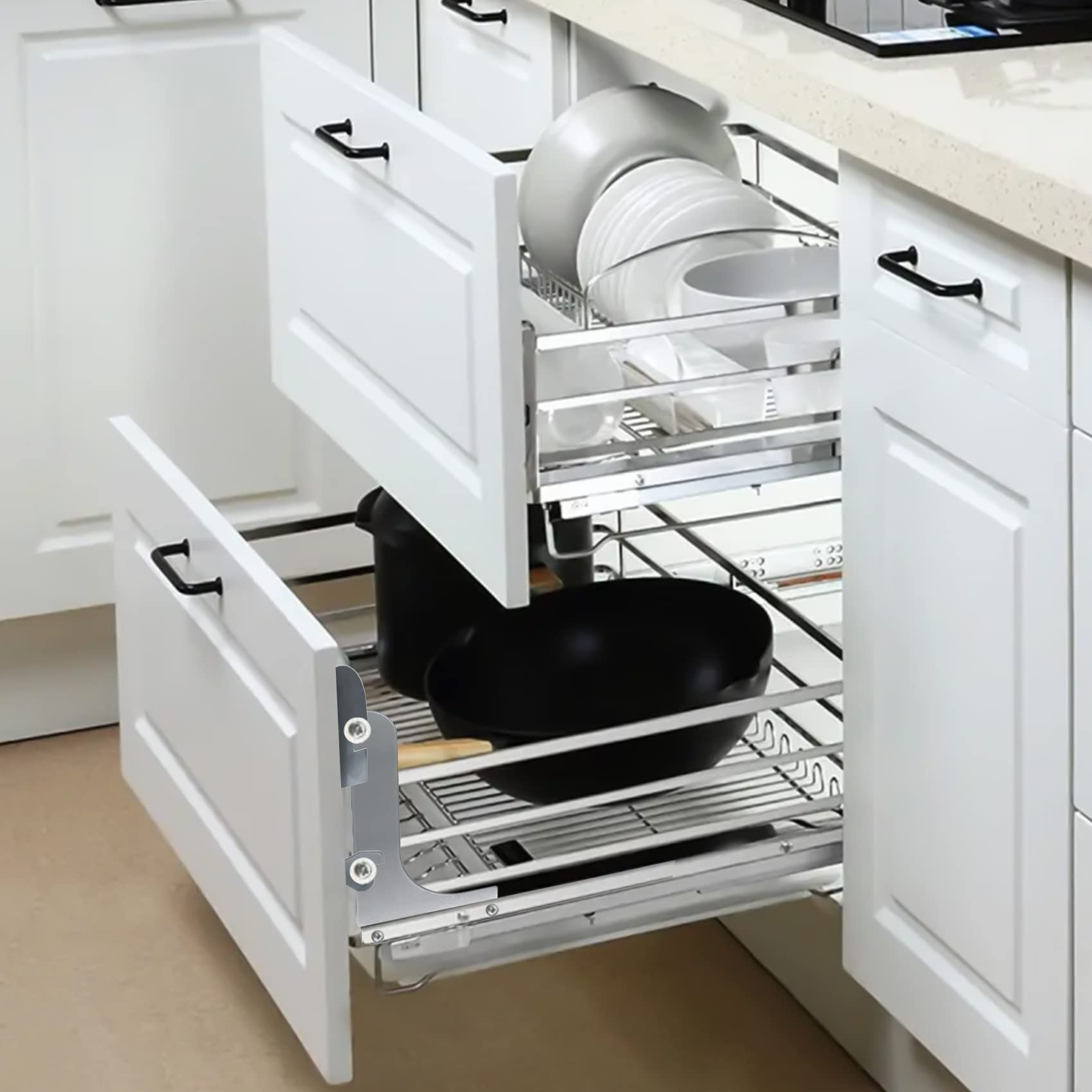 CLERYYE 5WB-DMKIT Door Mount Kit Compatible with Rev-A-Shelf 5WB1 5WB2 5CW2 Series Home Kitchen Cookware Organizers,Waste Containers,Cabinet Pull Out Wire Baskets - Easy to Install