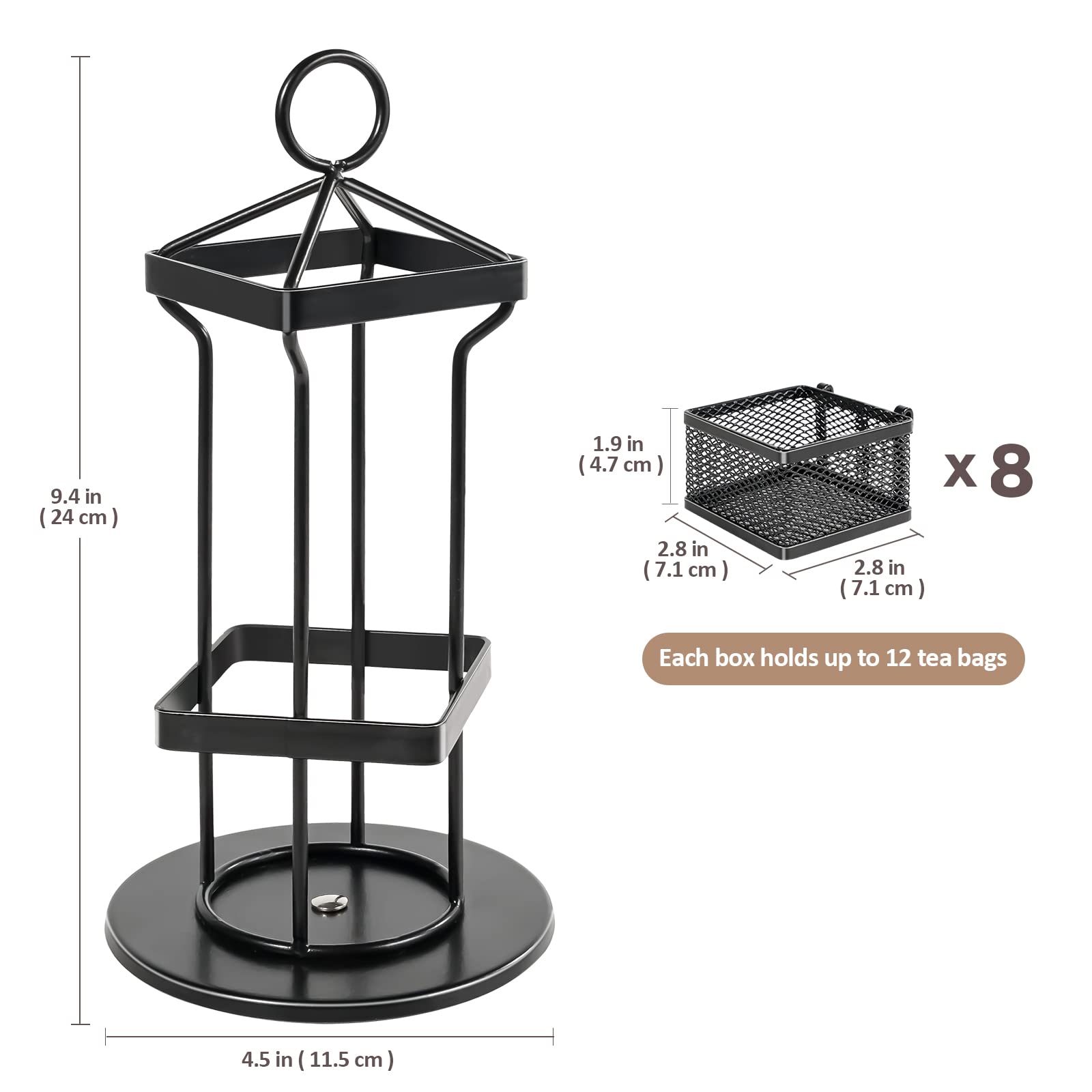 Puricon Non-Adhesive Shelf Liner Bundle with Tea Bag Organizer Storage Holder 360-Degrees Spinning Carousel
