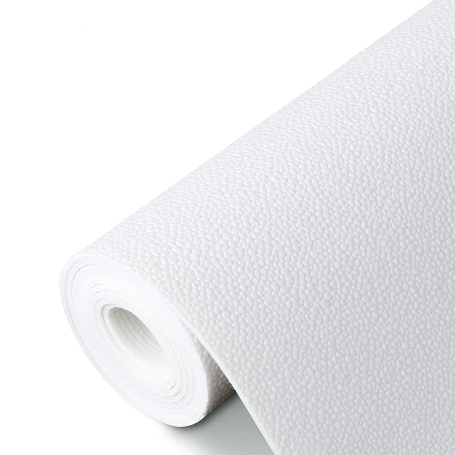 WochiTV Shelf Liner for Cabinets, Drawer 11.8 x 59 inches, Non Adhesive Non Slip Waterproof Durable Foam Mat for Kitchen, Pantry, Bathroom, Cupboard, Closet, Shelves, Drawer, White