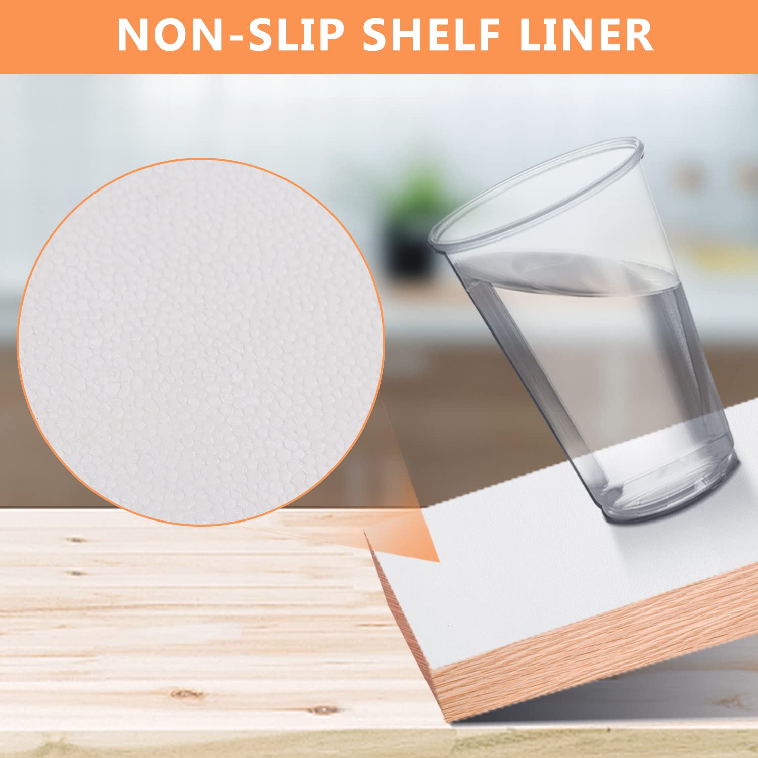 WochiTV Shelf Liner for Cabinets, Drawer 11.8 x 59 inches, Non Adhesive Non Slip Waterproof Durable Foam Mat for Kitchen, Pantry, Bathroom, Cupboard, Closet, Shelves, Drawer, White