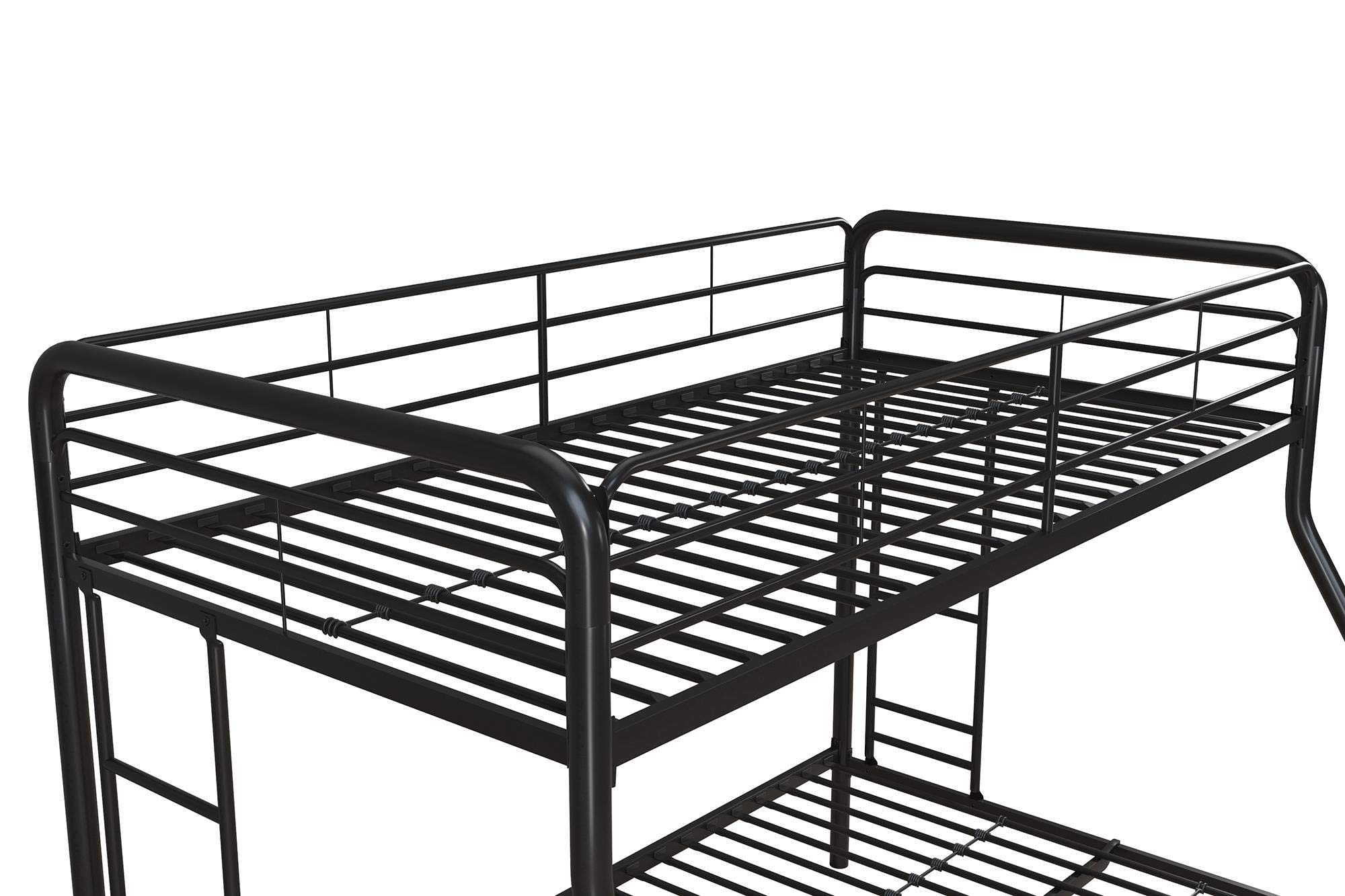 DHP Twin-Over-Full Bunk Bed with Metal Frame and Ladder, Space-Saving Design, Black