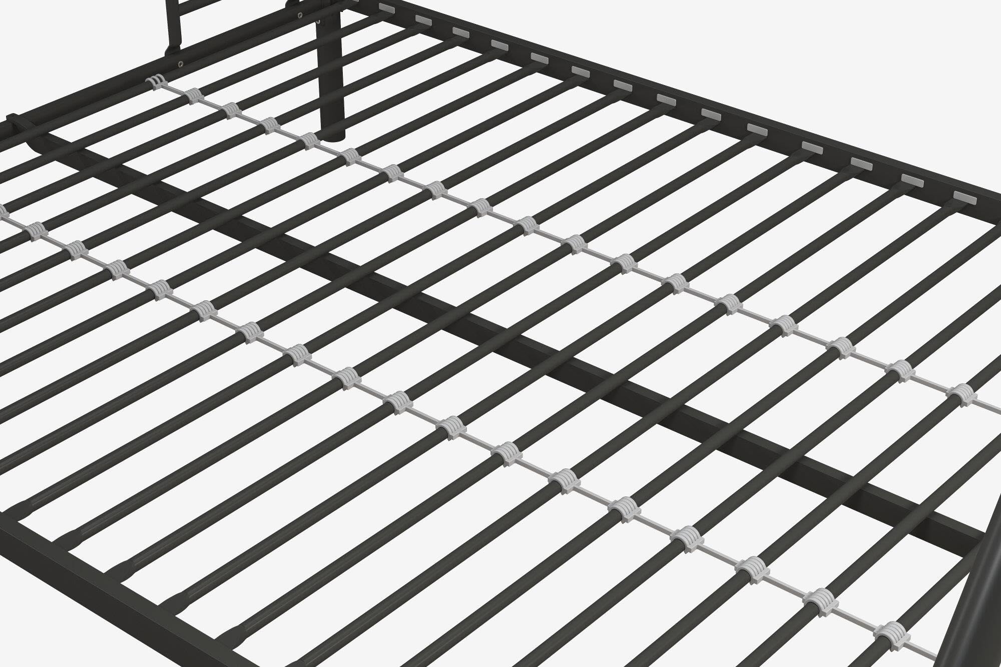 DHP Twin-Over-Full Bunk Bed with Metal Frame and Ladder, Space-Saving Design, Black