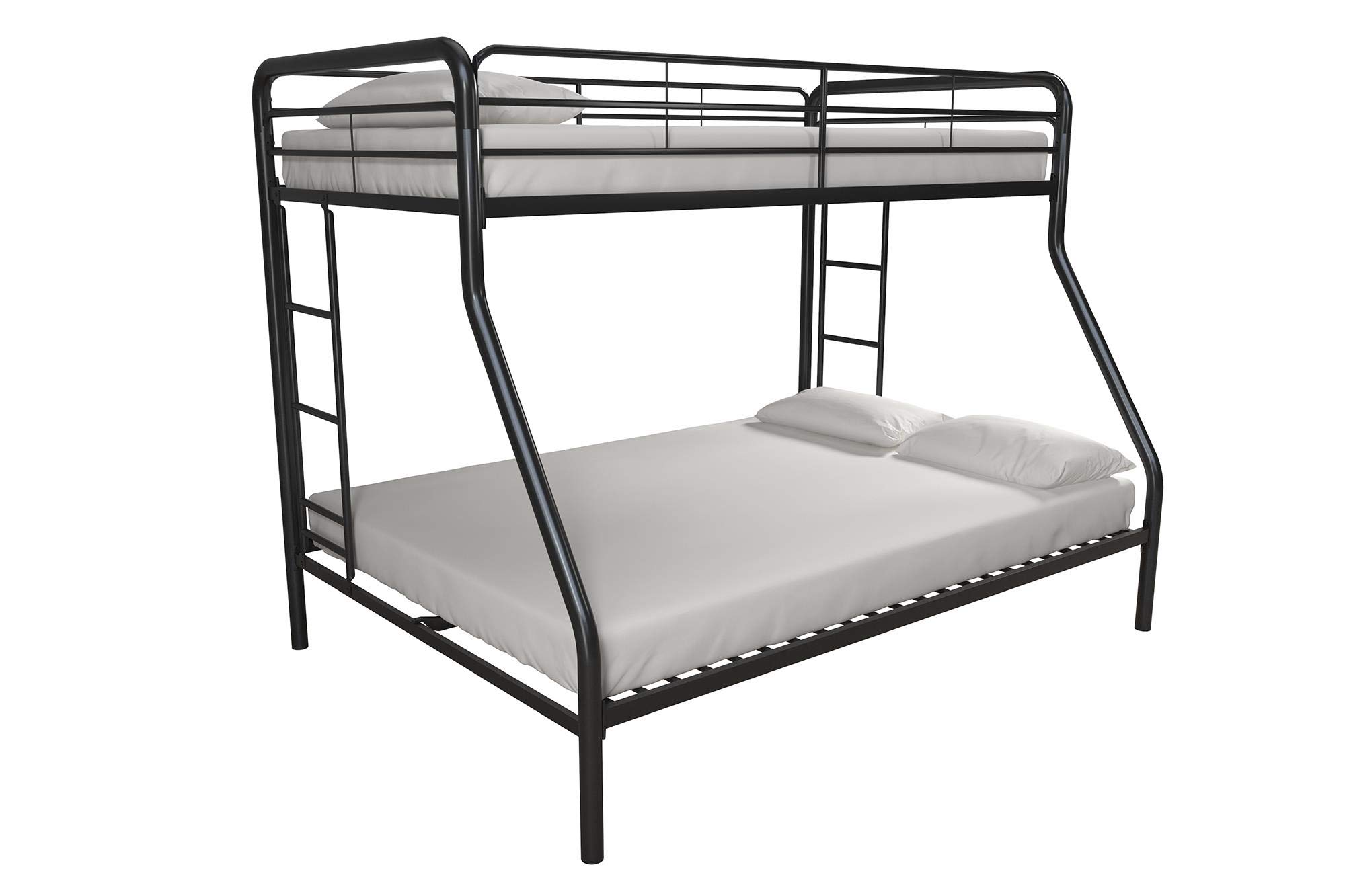 DHP Twin-Over-Full Bunk Bed with Metal Frame and Ladder, Space-Saving Design, Black