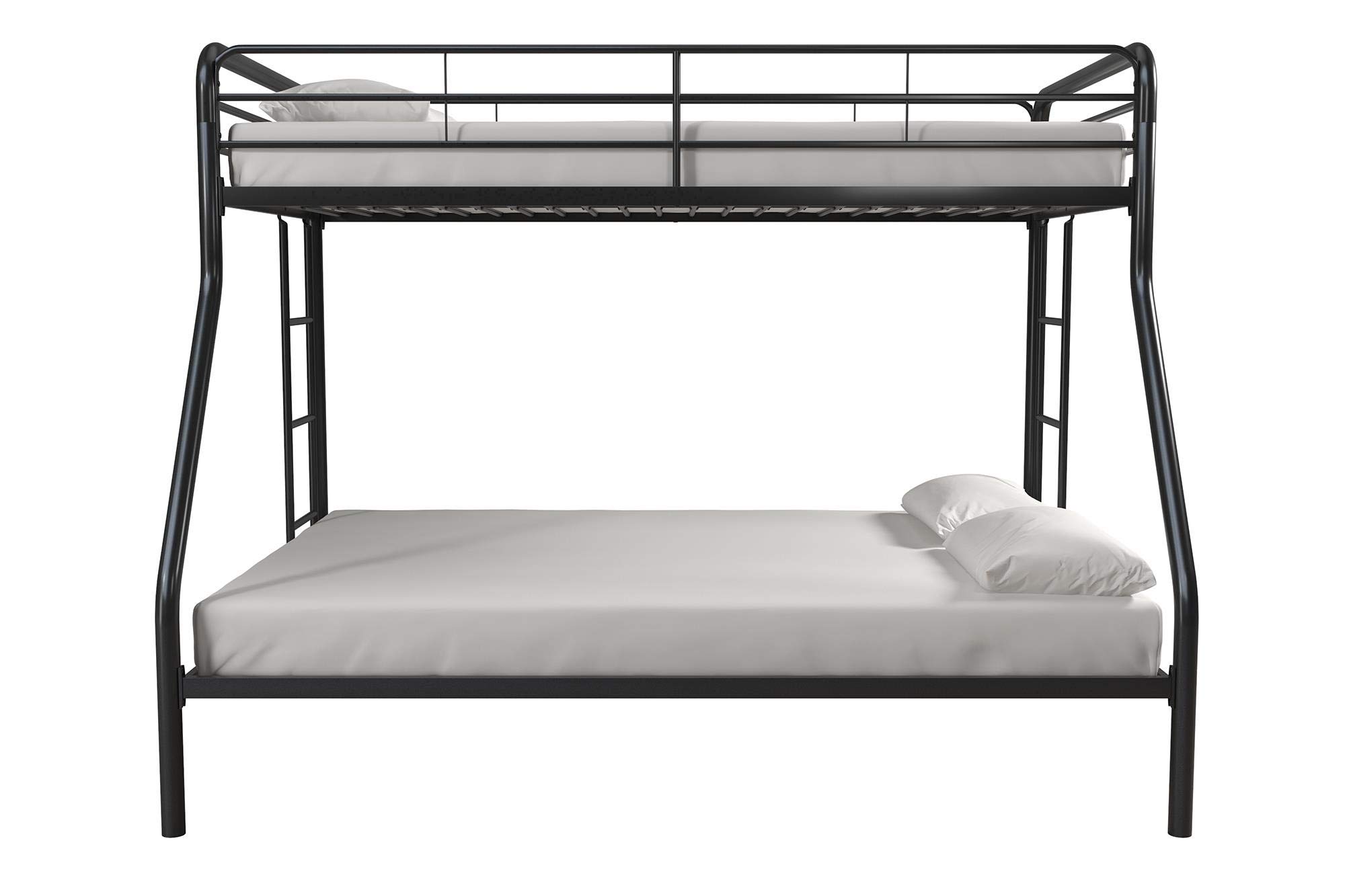 DHP Twin-Over-Full Bunk Bed with Metal Frame and Ladder, Space-Saving Design, Black