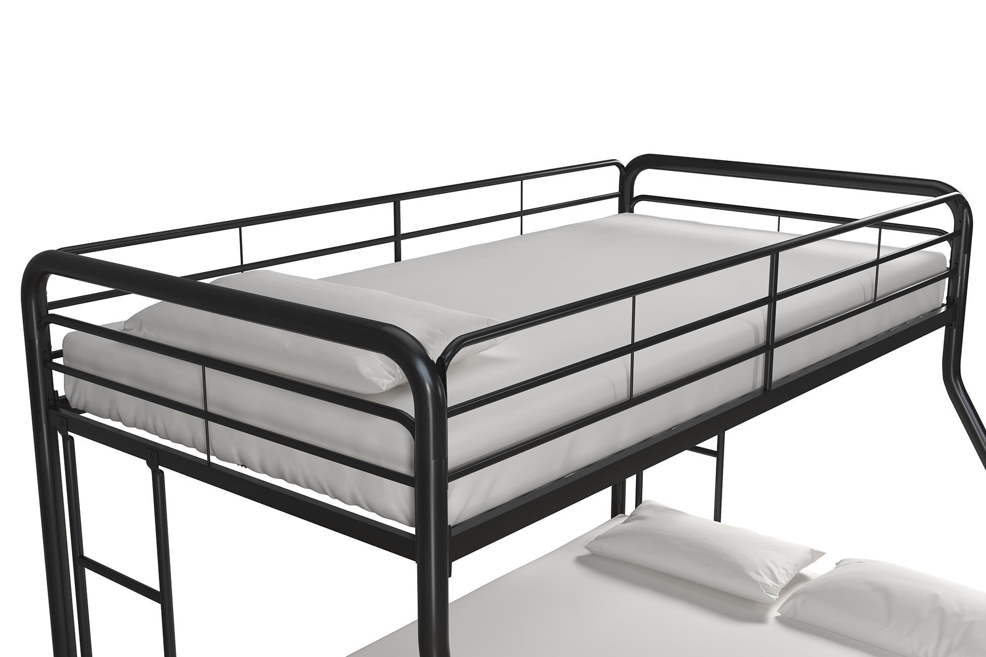 DHP Twin-Over-Full Bunk Bed with Metal Frame and Ladder, Space-Saving Design, Black