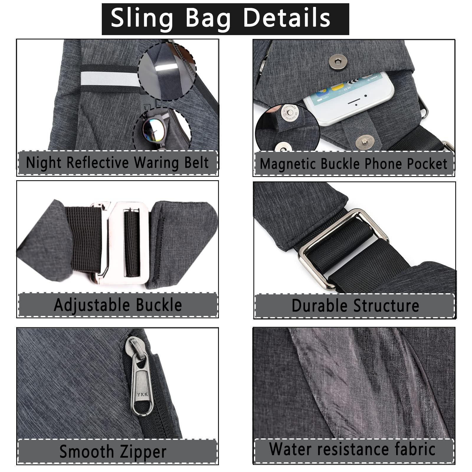 Travel Sling Bag Light Thin Chest Shoulder Bag Anti-Thief Crossbody Personal Pocket Bag for Men Shoulder Backpack for Hiking(Right)