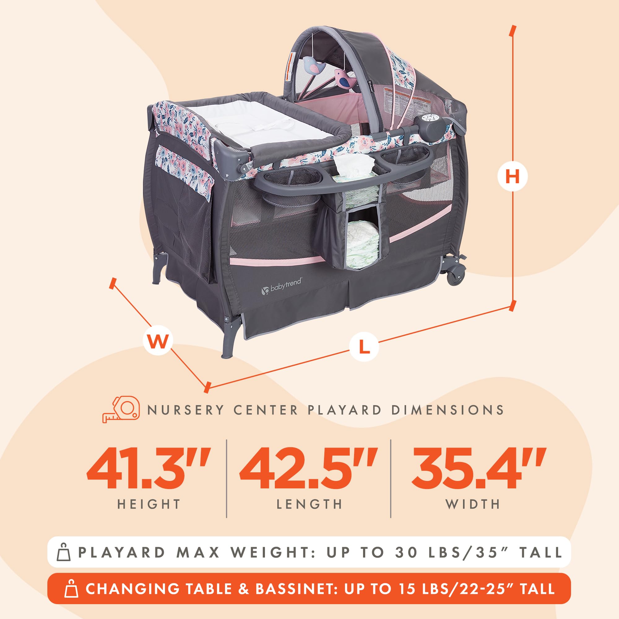 Baby Trend Lil Snooze Deluxe 2 Nursery Center, Twinkle Twinkle Moon