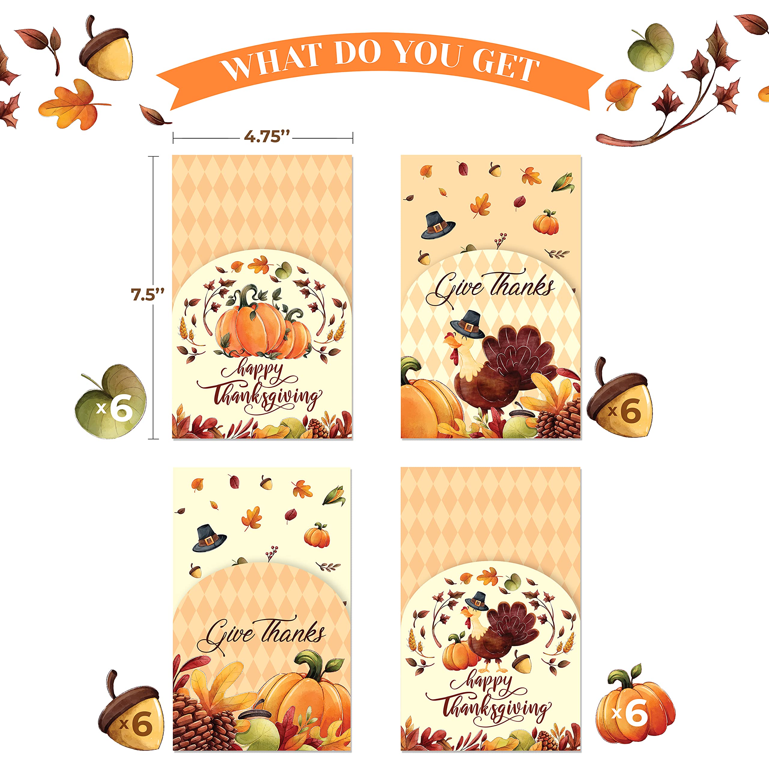 Thanksgiving Utensil Holder / 24 Pieces Turkey Cutlery Silverware Holder Paper Pocket Set For Thanksgiving Party Supplies / Fall Harvest Party / Dinner Table Decoration
