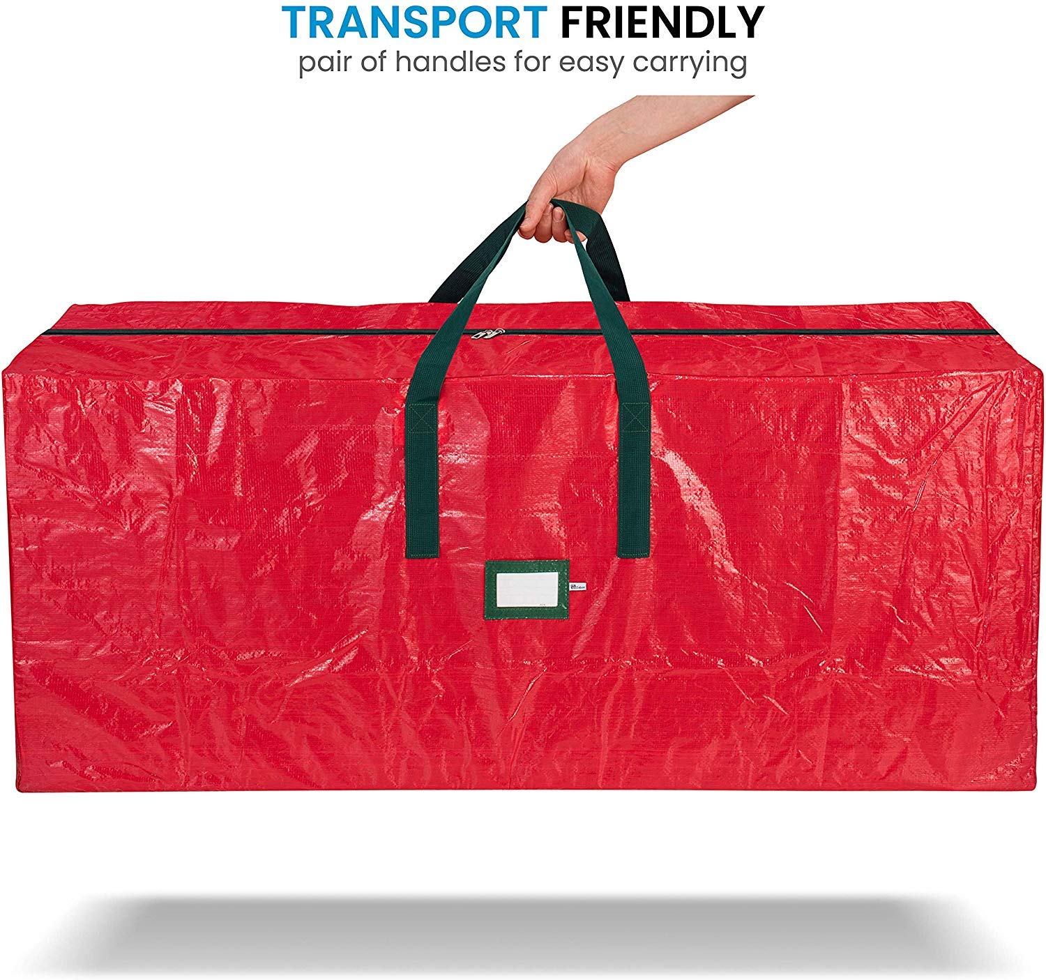 Zober Large Christmas Tree Storage Bag - Fits Up to 9 ft Tall Holiday Artificial Disassembled Trees with Durable Reinforced Handles & Dual Zipper - Waterproof Material Protects from Dust, Moisture & Insect (Red)