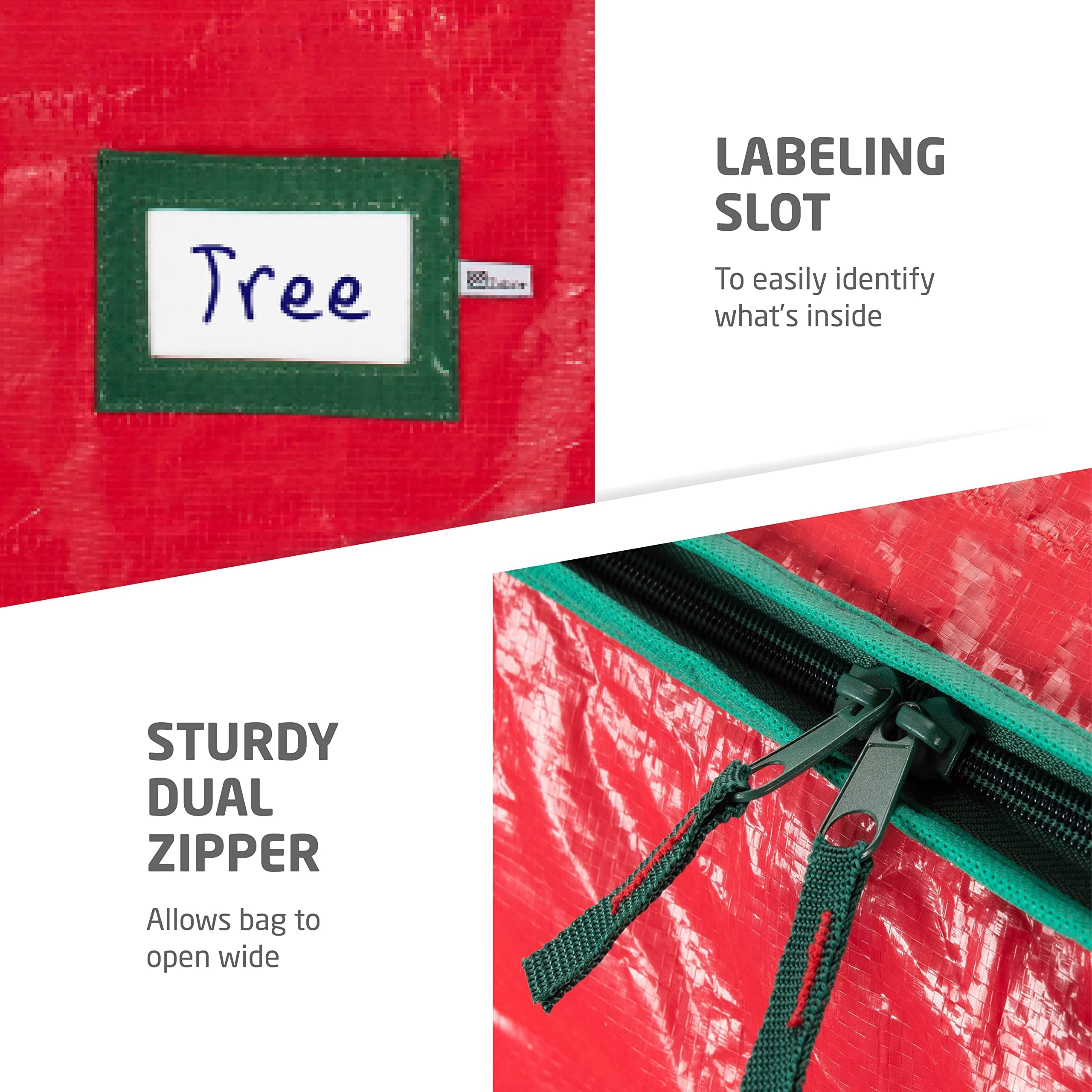 Zober Large Christmas Tree Storage Bag - Fits Up to 9 ft Tall Holiday Artificial Disassembled Trees with Durable Reinforced Handles & Dual Zipper - Waterproof Material Protects from Dust, Moisture & Insect (Red)