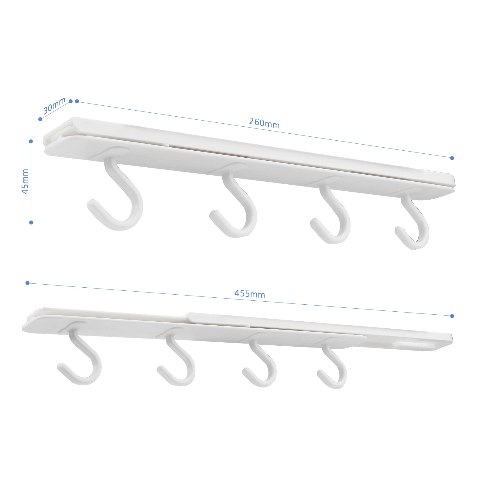 BUILOG Self Adhesive Sticky Hooks Under Cabinet Mug Hanger Hooks for Hanging Heavy Duty, Retractable Closet Hanging Hooks Coat Rack Hooks for 2 Packs