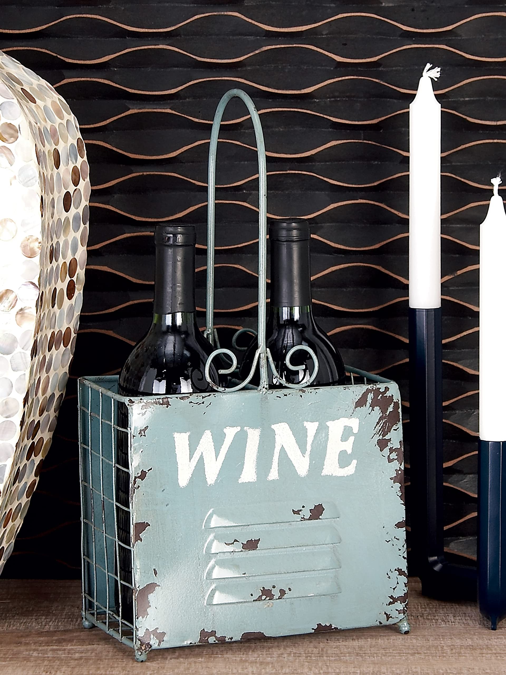 Deco 79 Metal wine Holder 3 Assorted, 8 by 15"