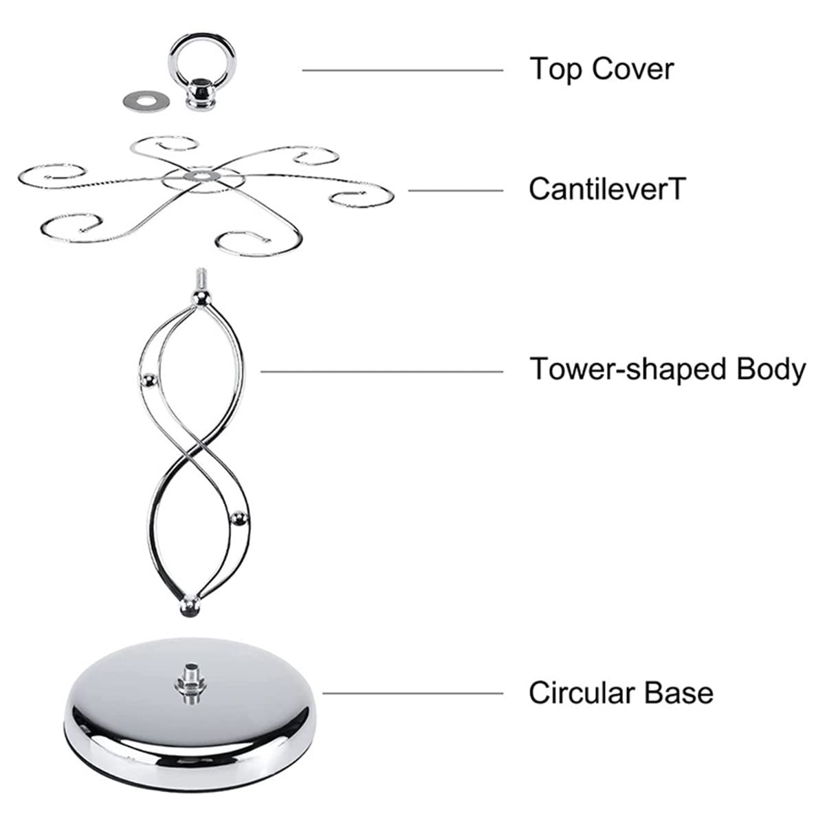 Hongiuia Wine Glass Holder - Freestanding Table Top Metal Art Goblets - 6 Cup Storage Rack for Kitchen Bar Decor Easy Access and Storage Wine Glasses - Silver