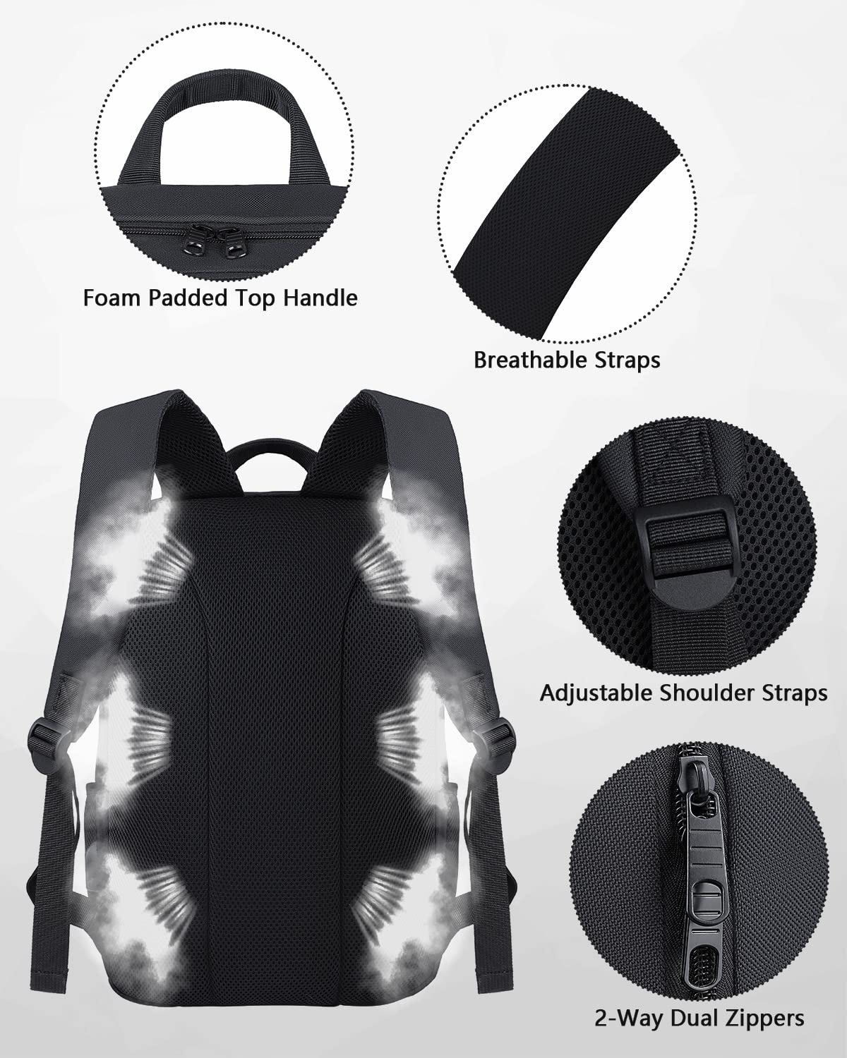 Laptop Backpack 15.6 Inch, Business Durable Lightweight Slim Laptop Tablet Backpack Airline Approved with USB Charging Port, College School Computer Work Bag Bookbag Tech Gifts for Men Women, Black