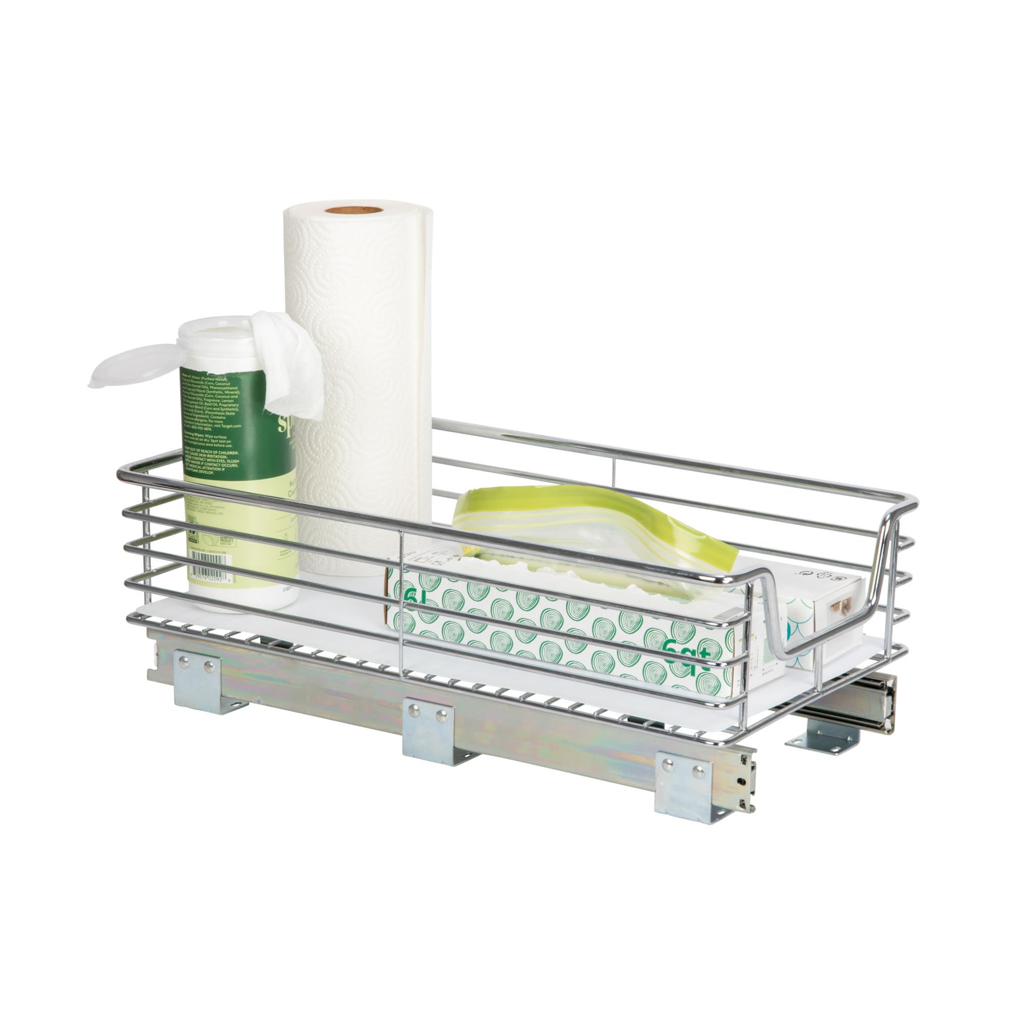 Household Essentials Design Trend 11.5" Extended Depth 1-Tier Single Basket Sliding Shelf Under Cabinet Organizer, White