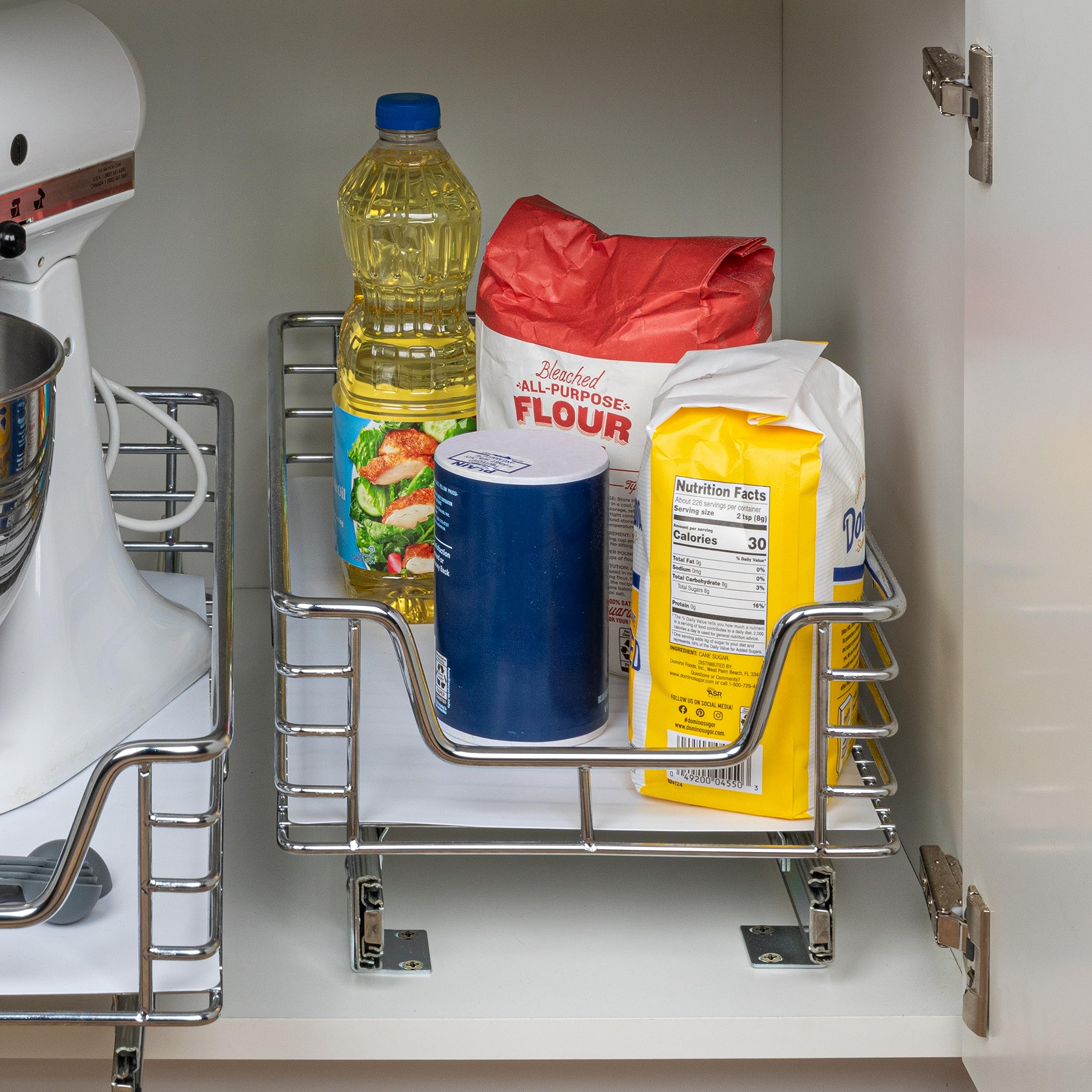 Household Essentials Design Trend 11.5" Extended Depth 1-Tier Single Basket Sliding Shelf Under Cabinet Organizer, White