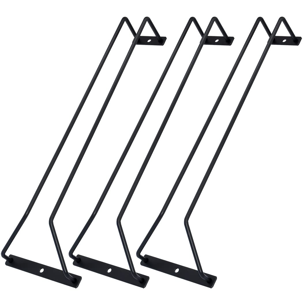 ZOOHOT 35.5cm Wine Glass Rack - Under Cabinet Stemware Wine Glass Holder Glasses Storage Hanger Metal Organizer Black (1 Rows, 3 Pack)
