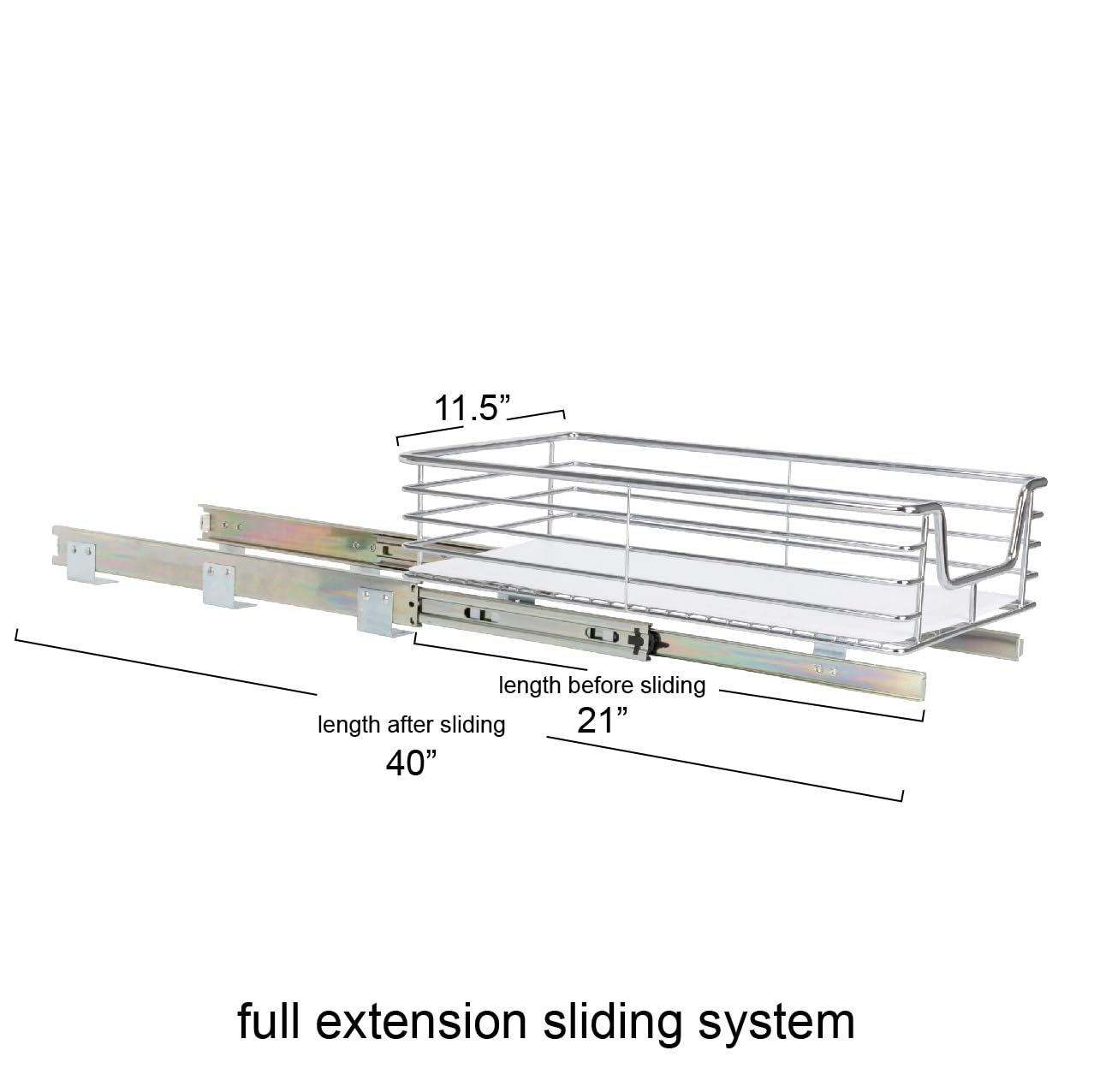 Household Essentials Design Trend 11.5" Extended Depth 1-Tier Single Basket Sliding Shelf Under Cabinet Organizer, White