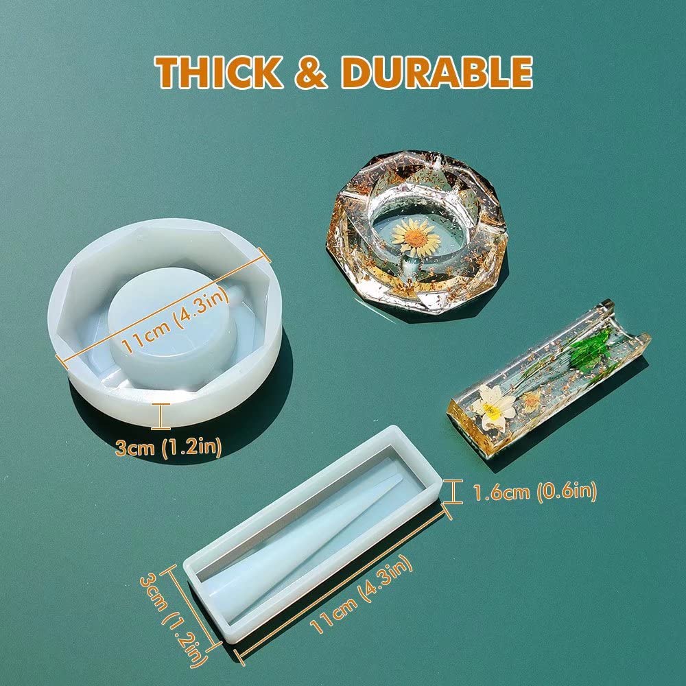 5 PCS Resin Tray Molds and Resin Grinder Mold for Grind and Storage, Large Resin Molds Silicone Molds for Resin, DIY Resin Epoxy Kit