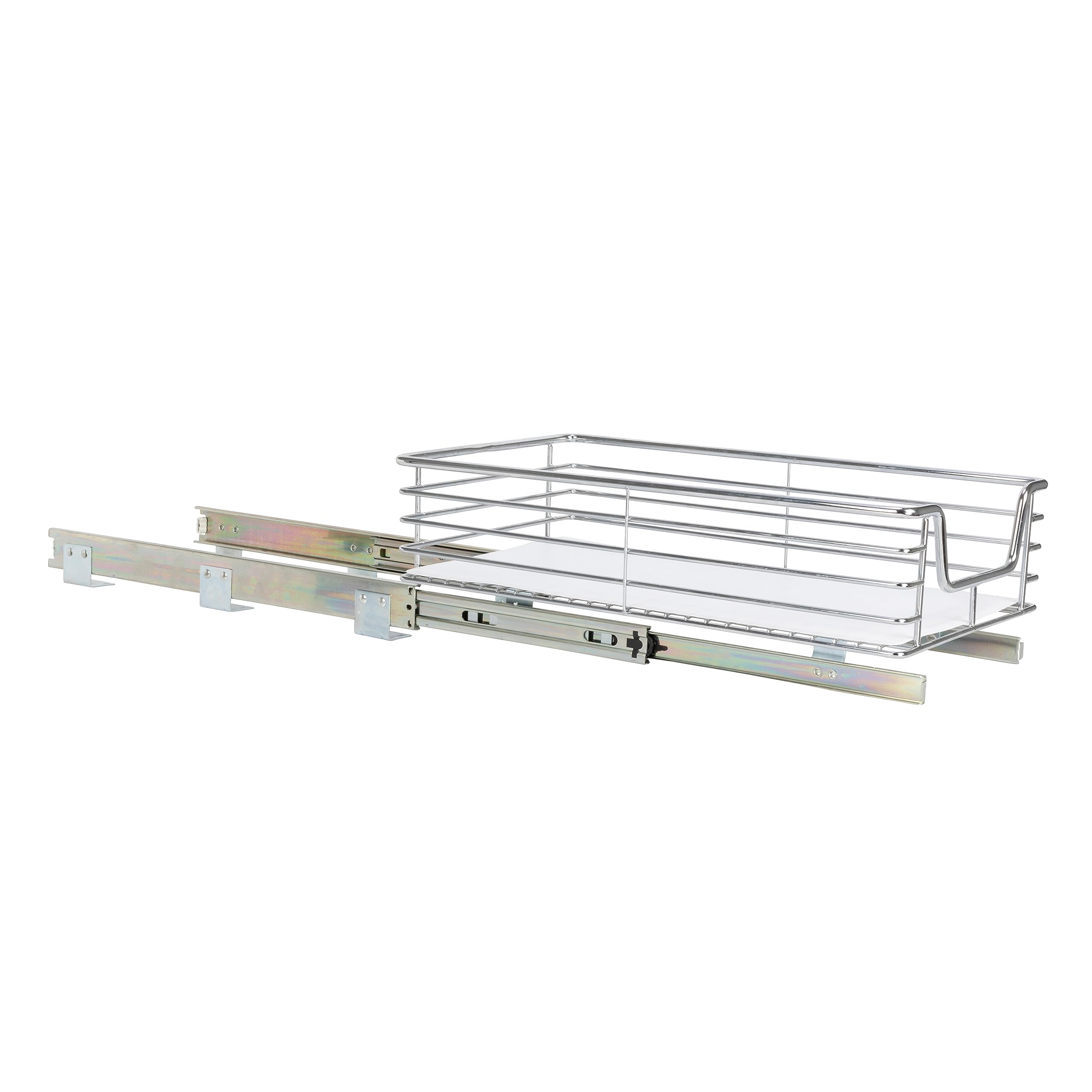 Household Essentials Design Trend 11.5" Extended Depth 1-Tier Single Basket Sliding Shelf Under Cabinet Organizer, White