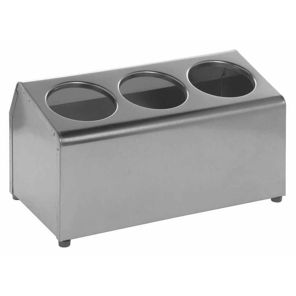 HUBERT® Kitchen Utensil Holder 3 Cylinder Stainless Steel - 15"L x 7 3/4"W x 8 1/4"H