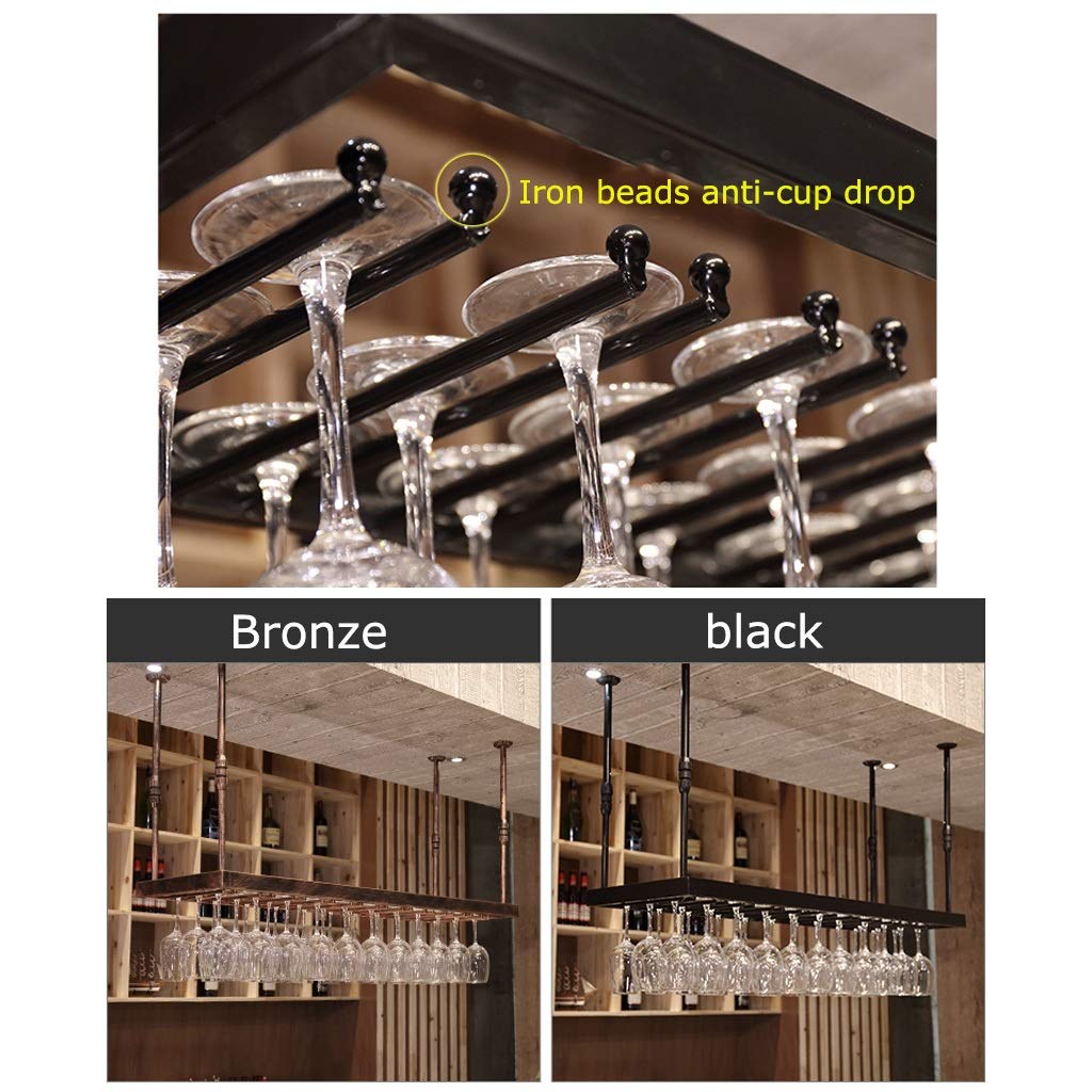 Stylish Simplicity Industrial Simple Wine Glass Hanger Bar Floating Stand Adjustable Kitchen or Office Cutlery Bottle Holder Vintage Iron Inverted Goblet Holder Wine Glass Holder (Bronze 120 * 35Cm)