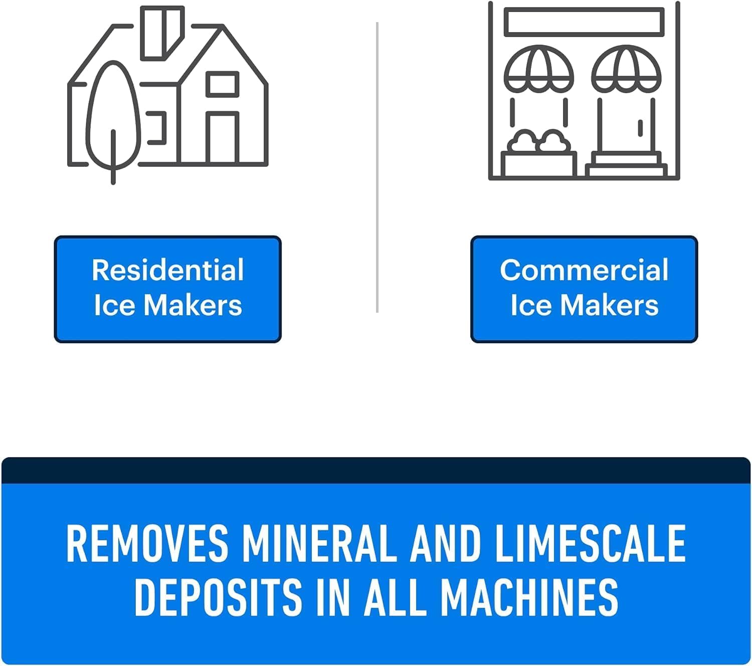Essential Values Ice Machine Cleaner 16 fl oz, Nickel Safe Descaler | Ice Maker Cleaner Compatible with: Whirlpool 4396808, Manitowac, Ice-O-Matic, Scotsman, Follett & More! - Made in USA