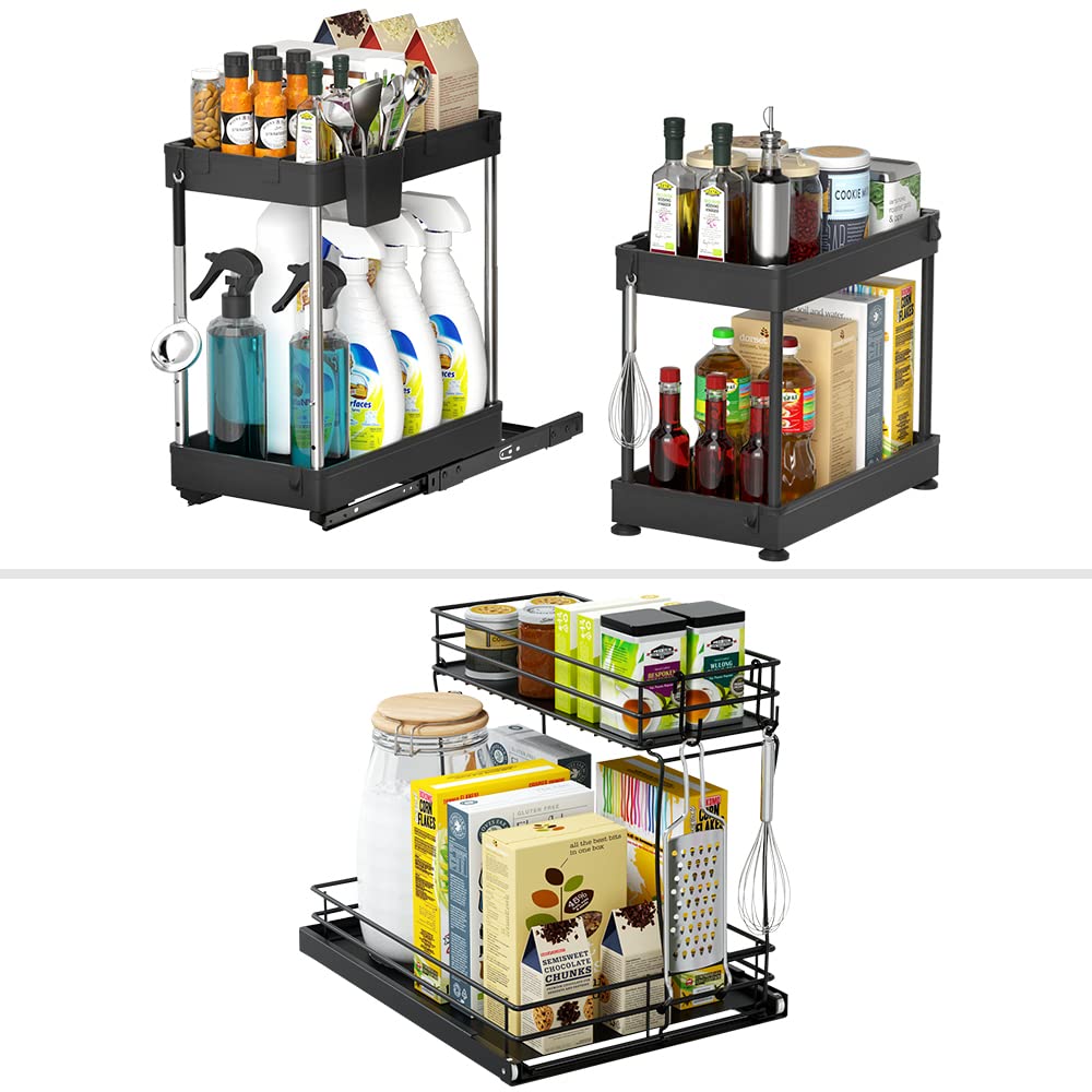 AOSITE 1 Pack L Shape Under Sink Organizers Bathroom Organizer and Storage 2 Pack Pull Out Cabinet Organizer