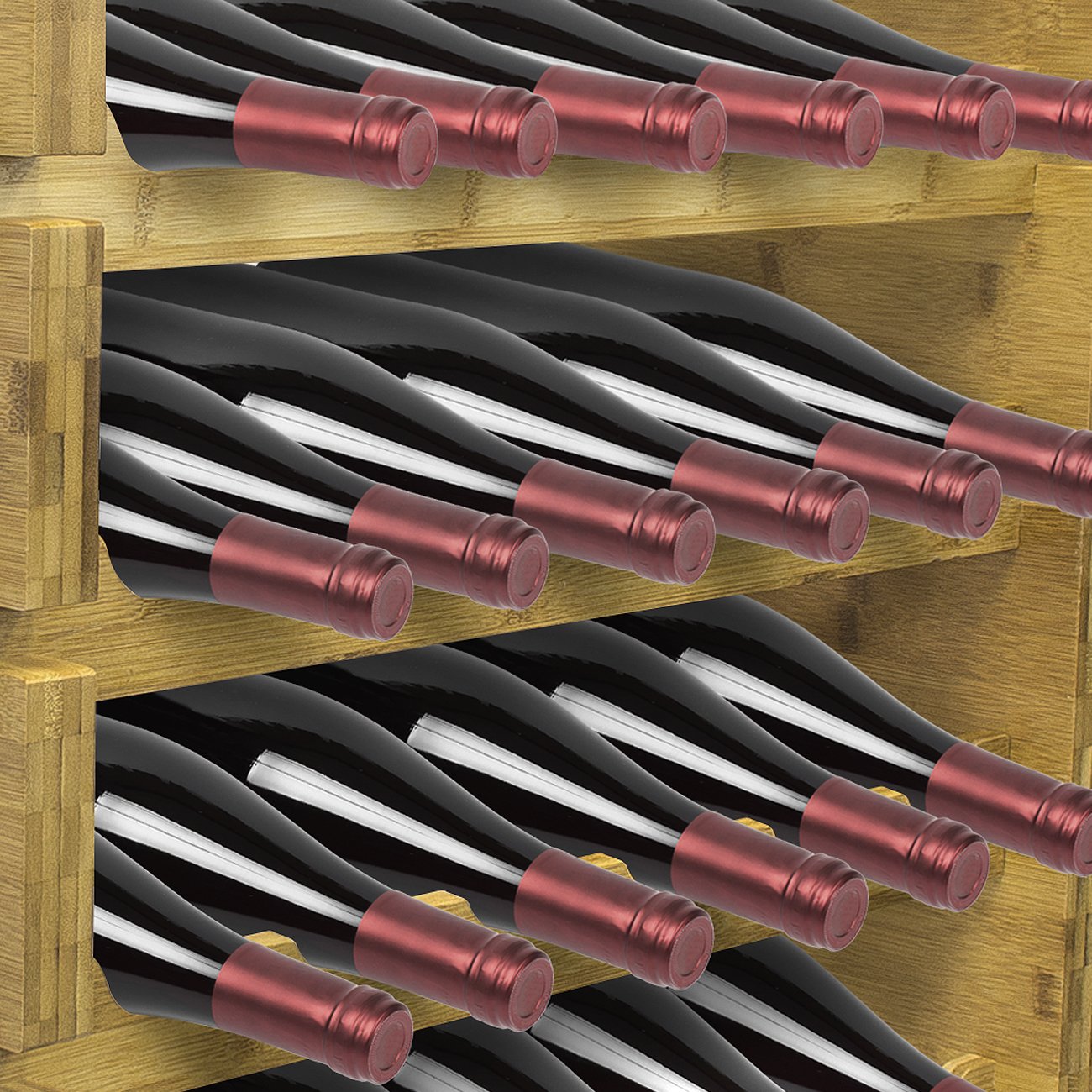 Sorbus Stackable Bamboo Wine Rack — Classic Style Wine Racks for Bottles — Perfect for Bar, Wine Cellar, Basement, Cabinet, Pantry, etc. (6-Tier)