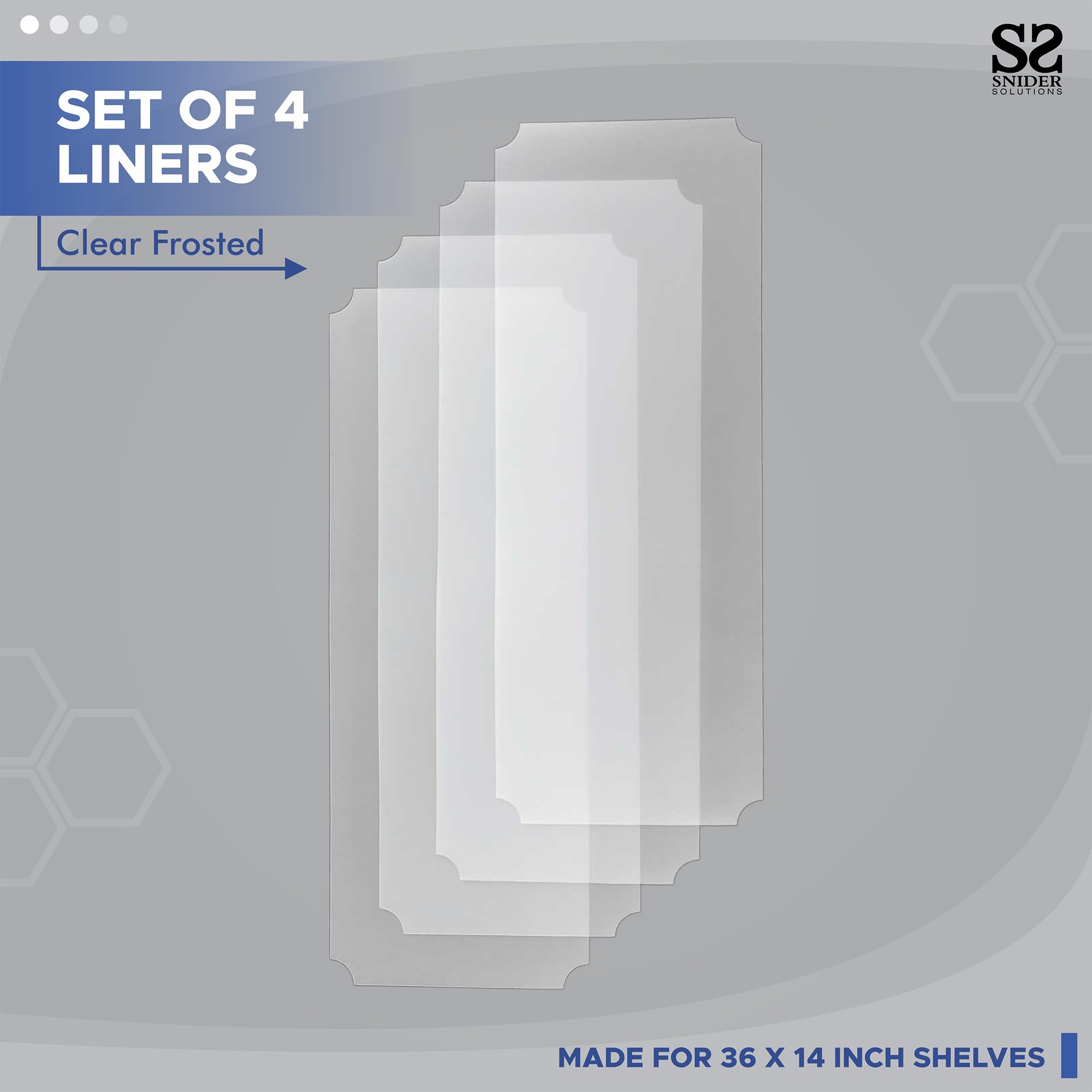 Wire Shelf Liners Set of 4 (36 x 14 inches) Plastic Waterproof Acrylic Storage Mat Organization Cover for Metal Shelves