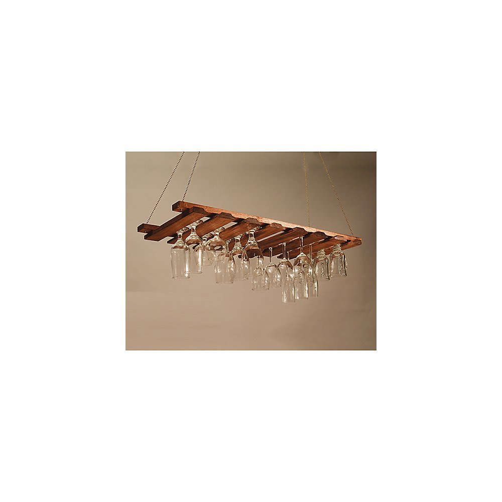 American Metalcraft GR1435 Glass Rack & Holder, Stemware Display, 35" L x 14" W, Walnut
