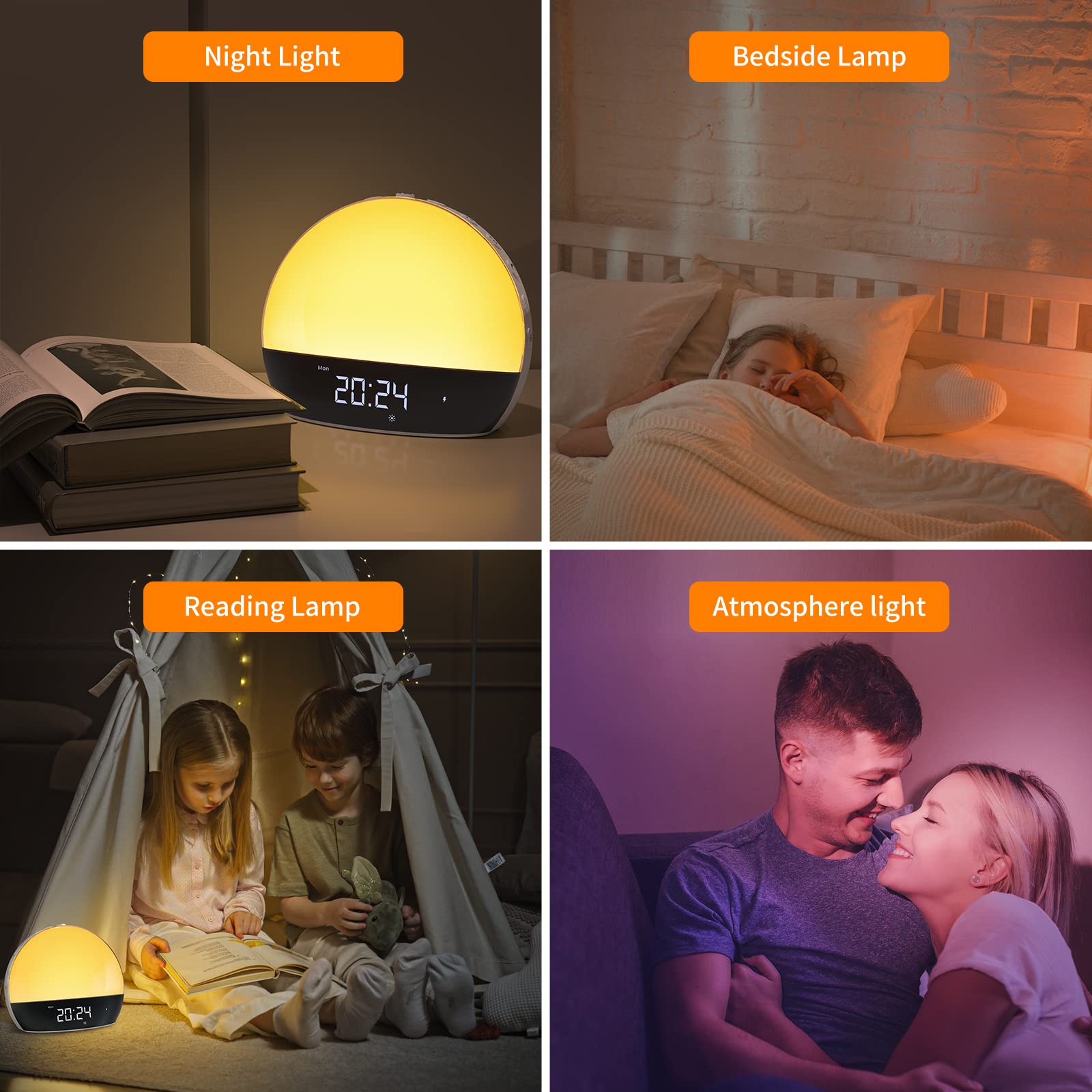 Sunrise Alarm Clock, Bluetooth Speaker Sound Machine, Sunrise and Sunset Simulation, Snooze, Dual Alarms, FM Radio & Reading Lamp, 11 Natural Sound for Gentle Wake Up