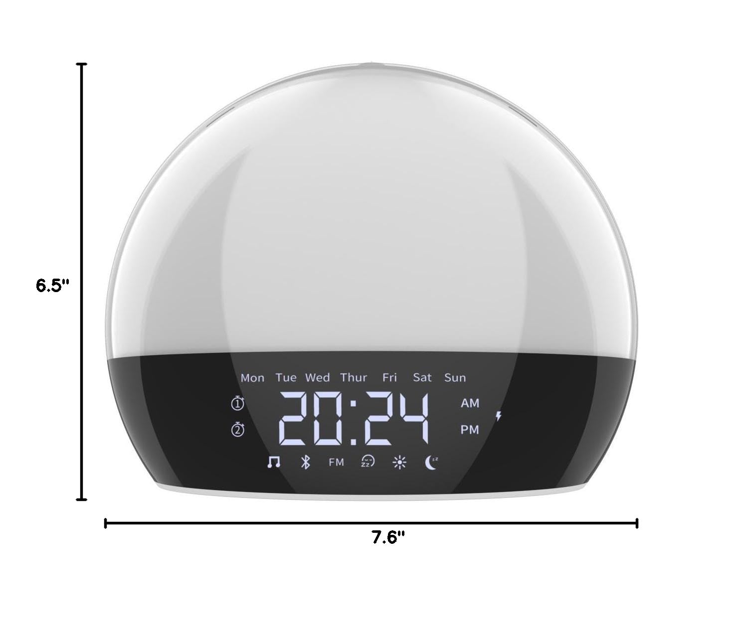 Sunrise Alarm Clock, Bluetooth Speaker Sound Machine, Sunrise and Sunset Simulation, Snooze, Dual Alarms, FM Radio & Reading Lamp, 11 Natural Sound for Gentle Wake Up