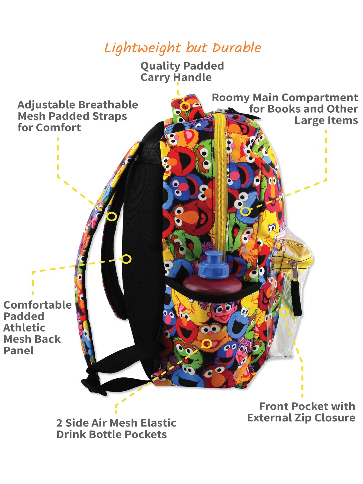 Sesame Street Gang Elmo Boys Girls Toddler 16 inch School Backpack (One Size, Multicolor)