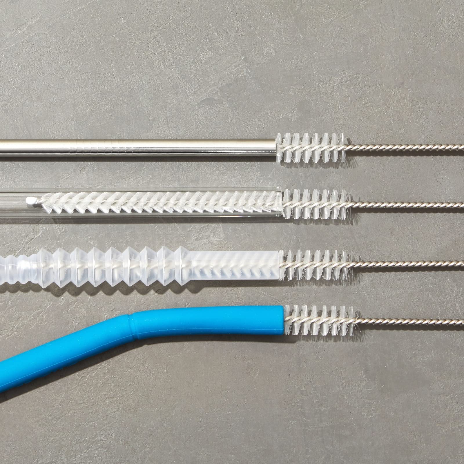 4 Pack Metal Straw Cleaner Brush, Extra Long Stainless Steel with Bristles for Cleaning Water Bottles, Boba Straws, Pipes, Tubes (12 in)