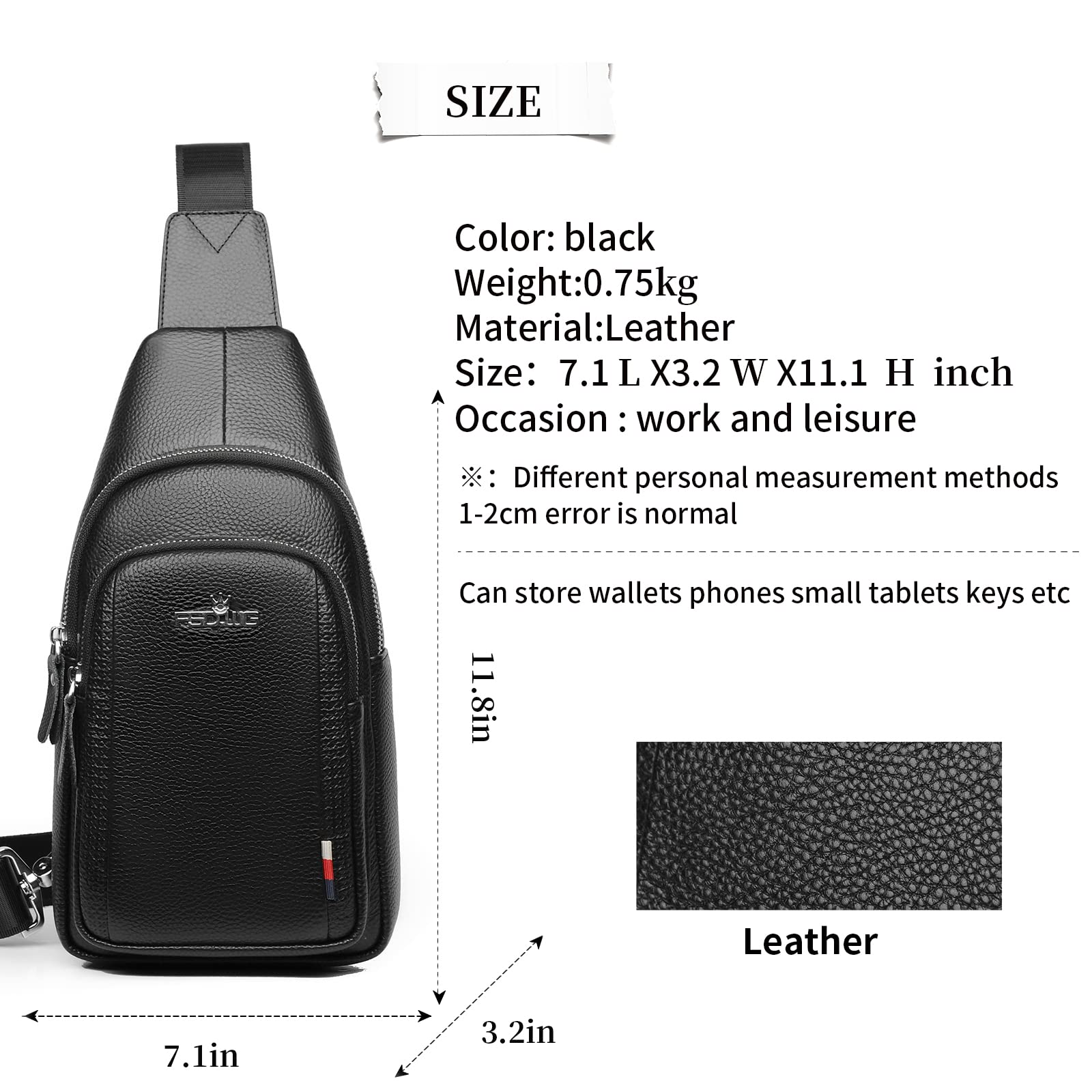 FSD.WG sling Backpack for Men Chest Bag Crossbody Shoulder Bags Travel Bag Purse for Men with Water Resistant