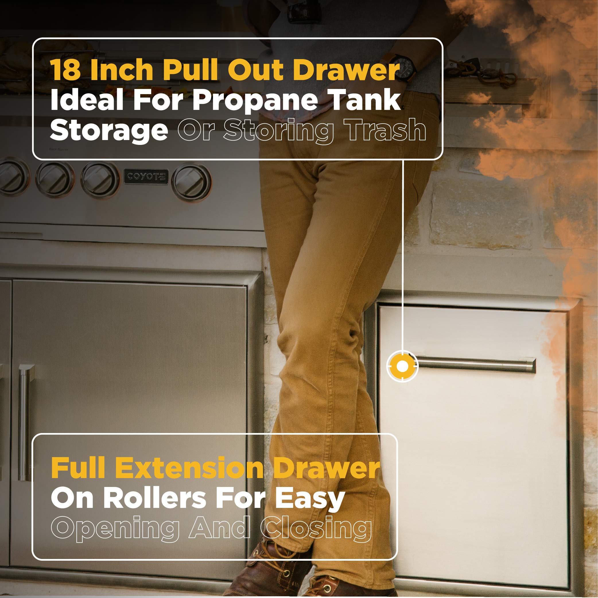 Coyote 18 Inch Pull Out Drawer Propane Tank/Trash Bin Storage - CPOD