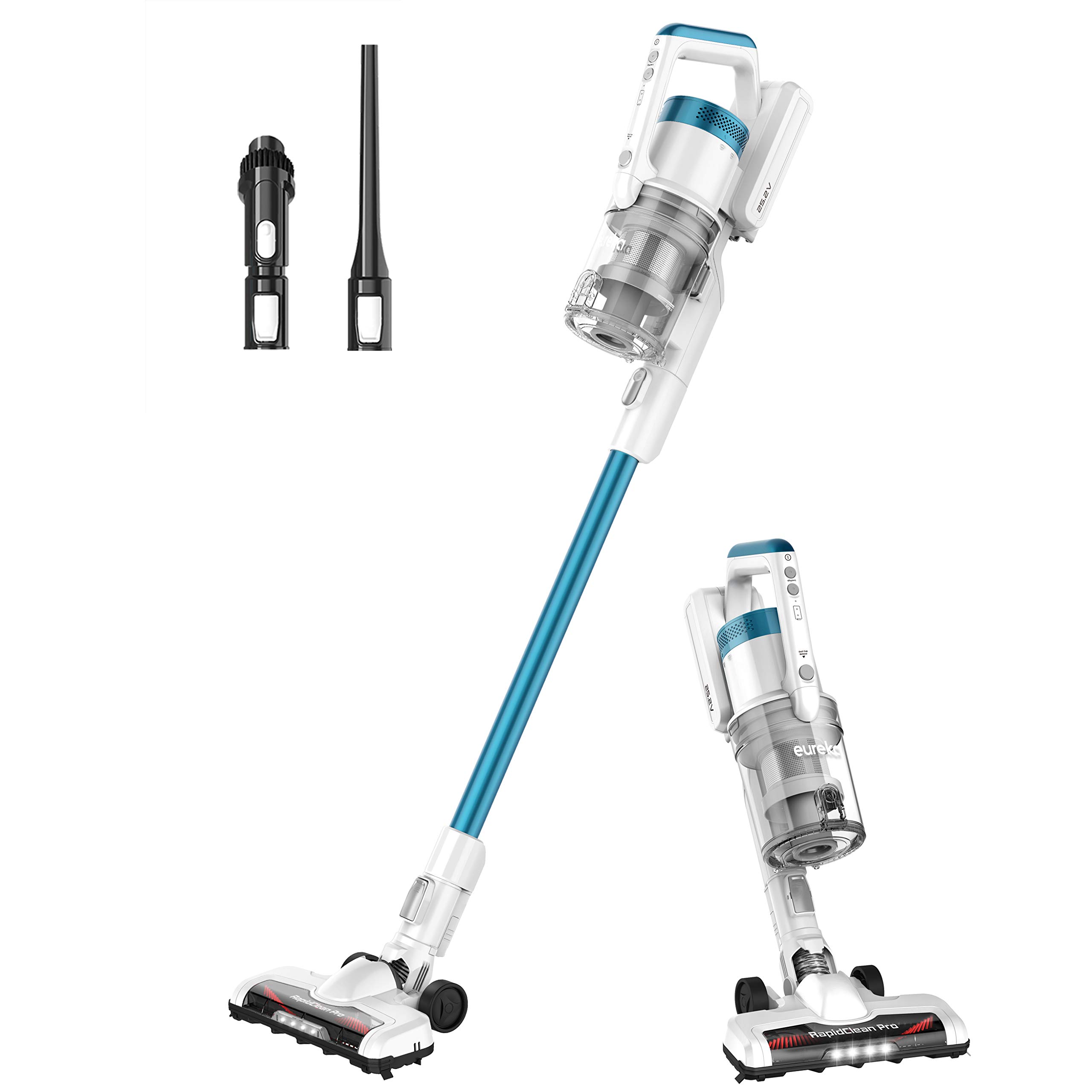Eureka RapidClean Pro Lightweight Cordless Vacuum Cleaner, High Efficiency Powerful Digital Motor LED Headlights, Convenient Stick and Handheld Vac, Essential, White