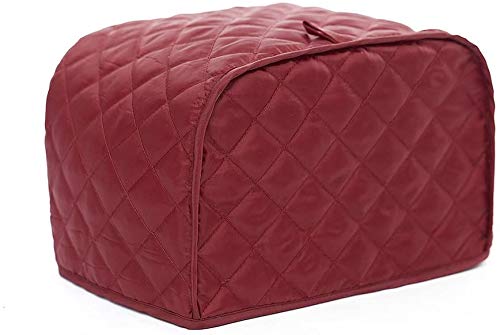 Toaster Cover, Polyester Quilted Four Slice Toaster Appliance Cover, Dust and Fingerprint Protection, Machine Washable-2 YR Warranty (12W x 11D x 8.5H, Red Polyester)