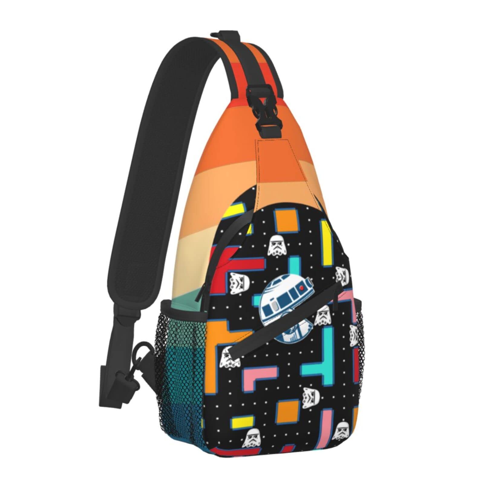 Star Gaming Block Chest Sling Bag Crossbody Backpack Travel Hiking Casual Daypack For Women Men