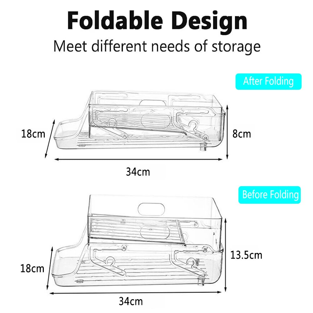 ROWNYEON Rolling Refrigerator Organizer Bins, Pop Soda Can Dispenser with Lid for Fridge, Pantry, Freezer, Beverage Holder,Canned Food Organizer – holds up to 11 tall and slim skinny cans