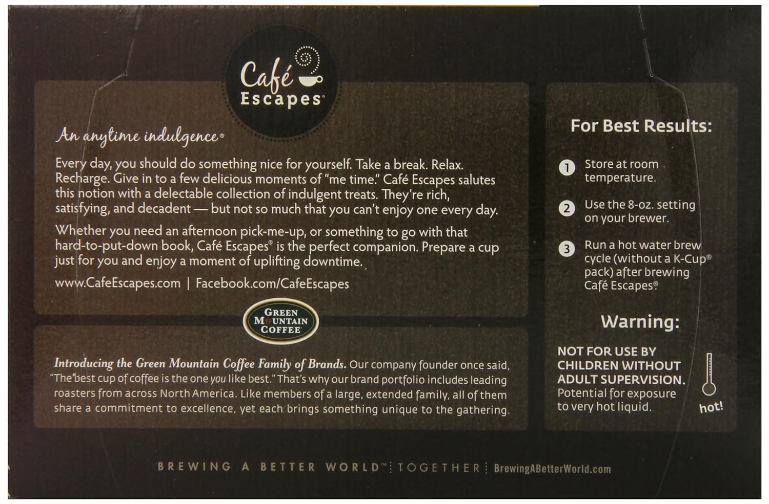 Café Escapes Chai Latte Keurig K-Cups Coffee, 12 Count