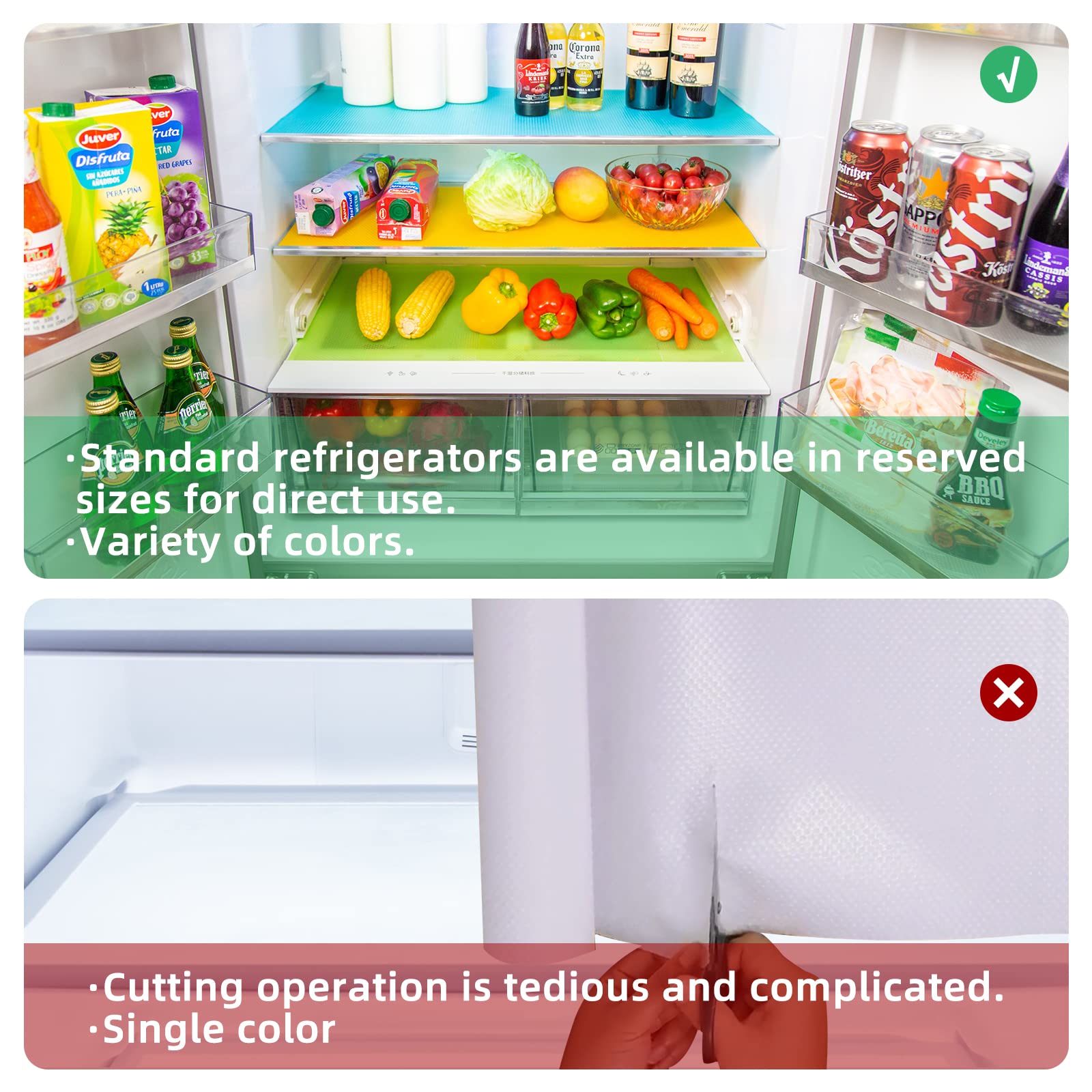 8 Pcs Refrigerator Liners,Washable Cuttable Refrigerator Liner Fits Any Refrigerator Size,Home Kitchen Gadgets Accessories for Non-Slip Waterproof Refrigerator Liner Drawer Table Mat Utensil Coaster