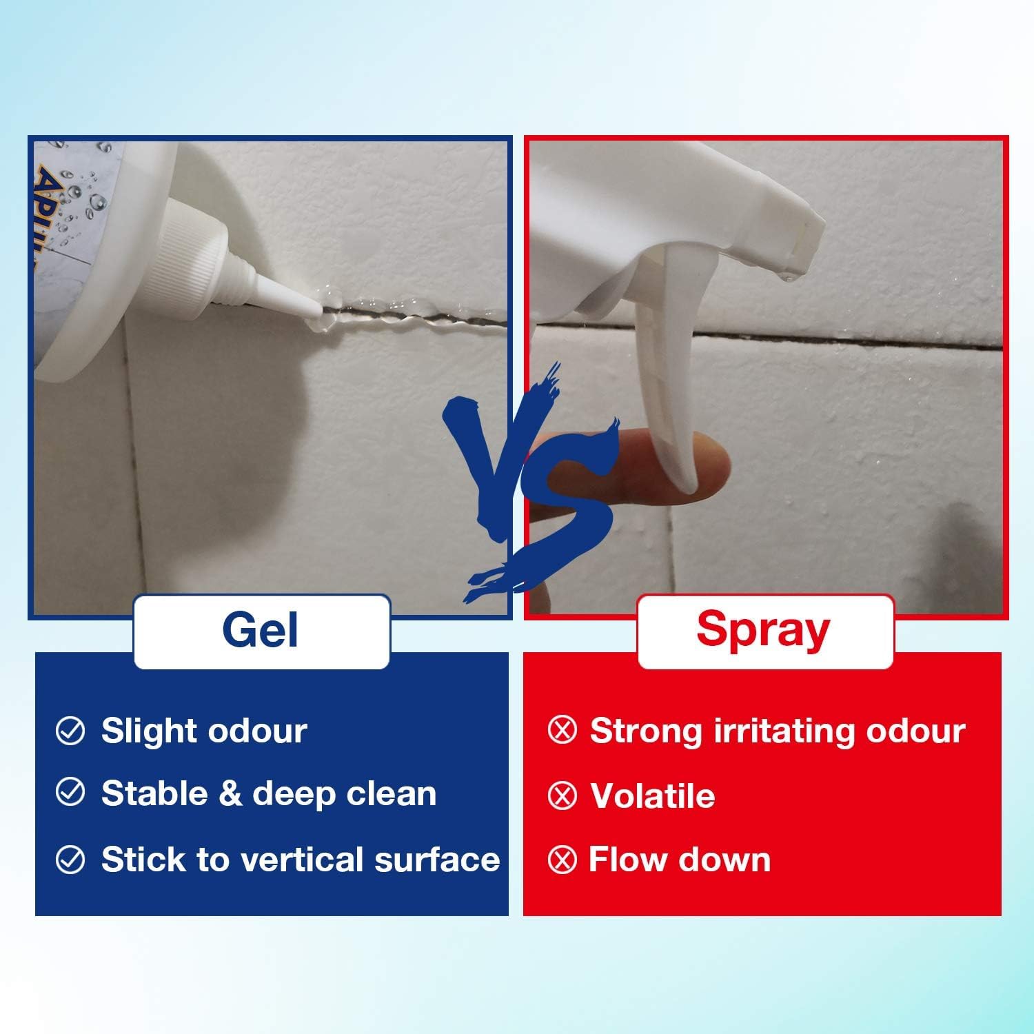 APULITO Home Mold Stain Cleaning Gel Mildew Cleaner Gel for Bathroom Kitchen Household