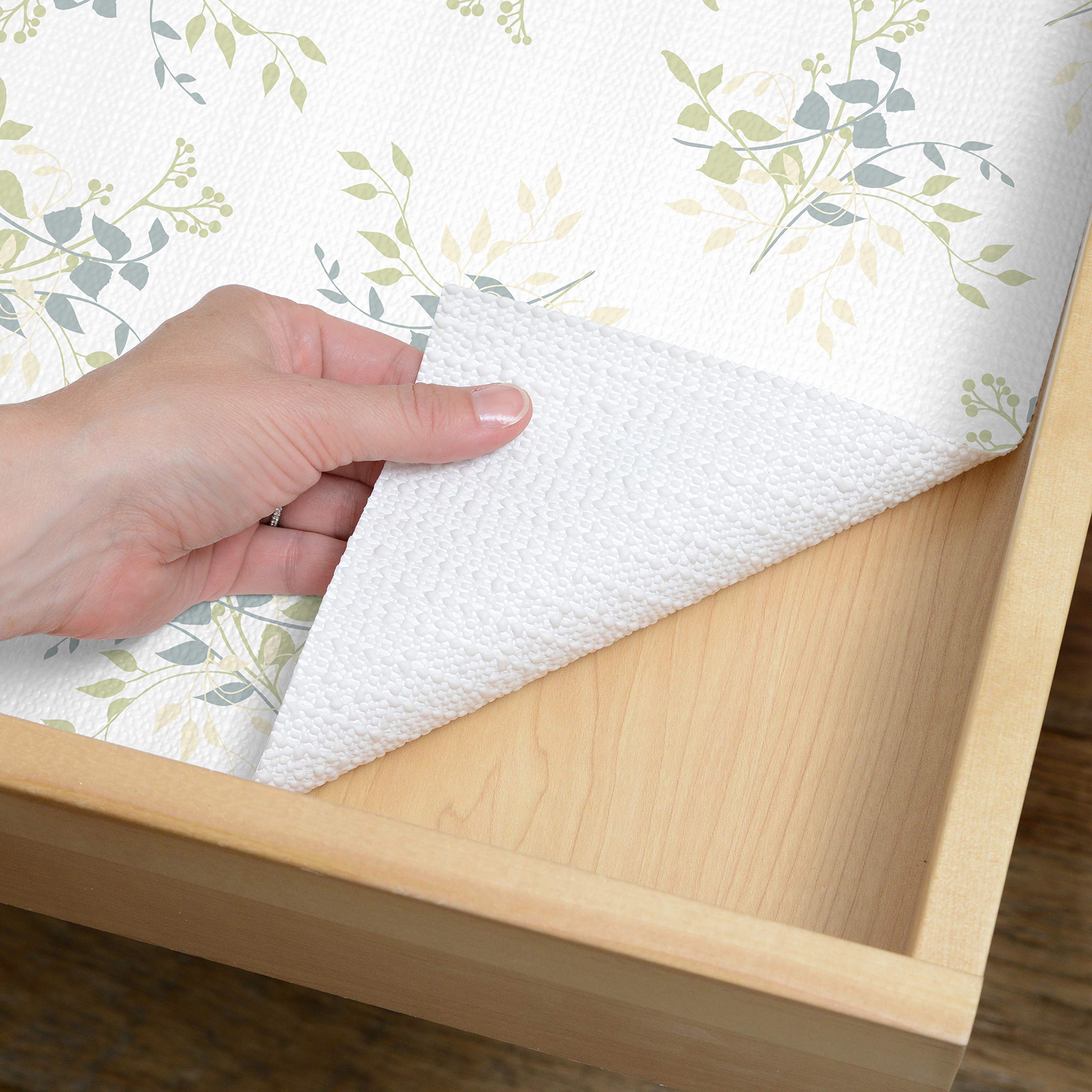 Con-Tact Brand Grip Prints Durable Adhesive Non-Slip Shelf and Drawer Liner, 18" x 4', Aspen Aloe