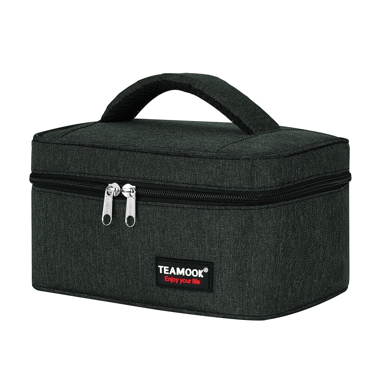 TEAMOOK Small Lunch Bag Mini Lunch Box Insulated Portable for Adults Men Women Work with Handle Black