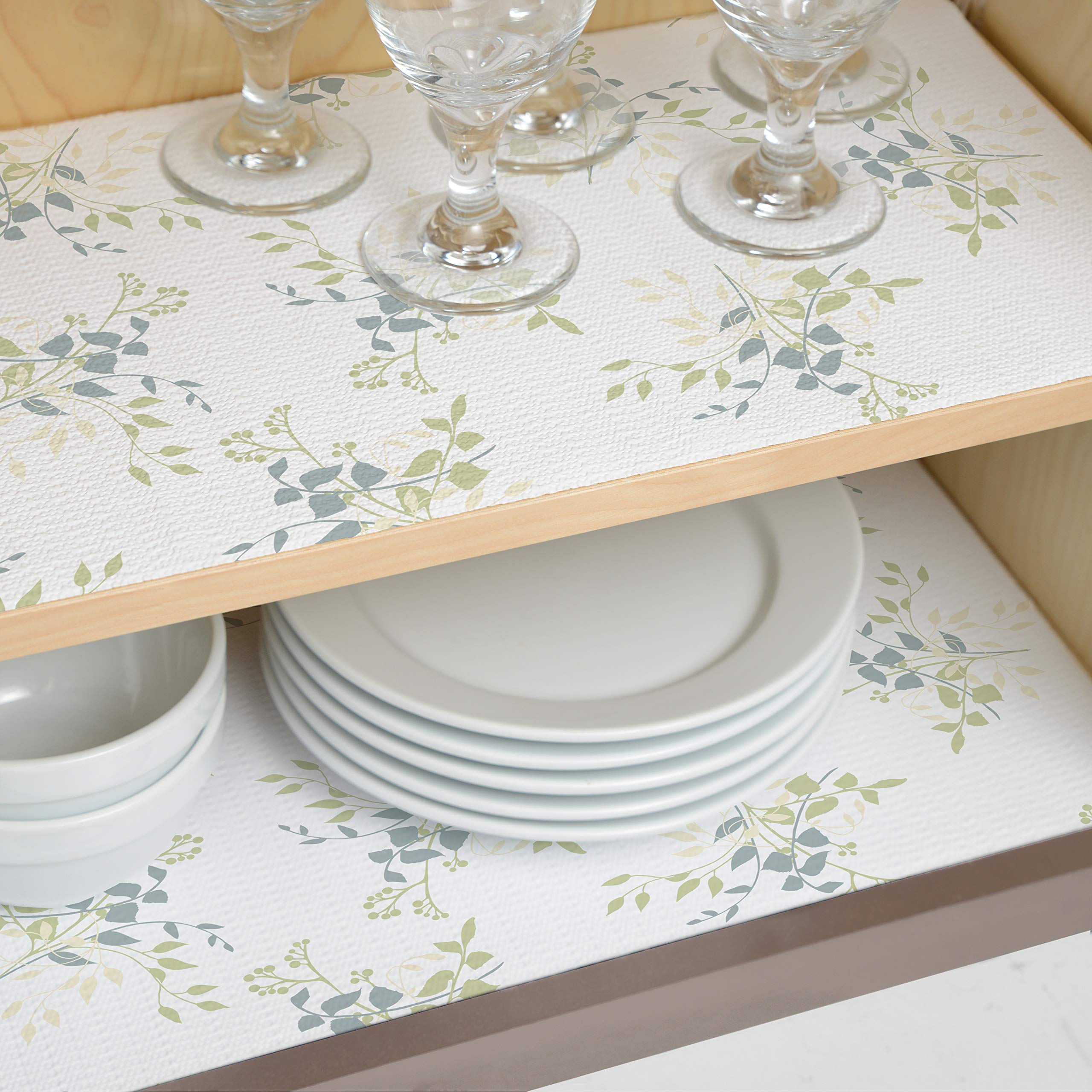 Con-Tact Brand Grip Prints Durable Adhesive Non-Slip Shelf and Drawer Liner, 18" x 4', Aspen Aloe