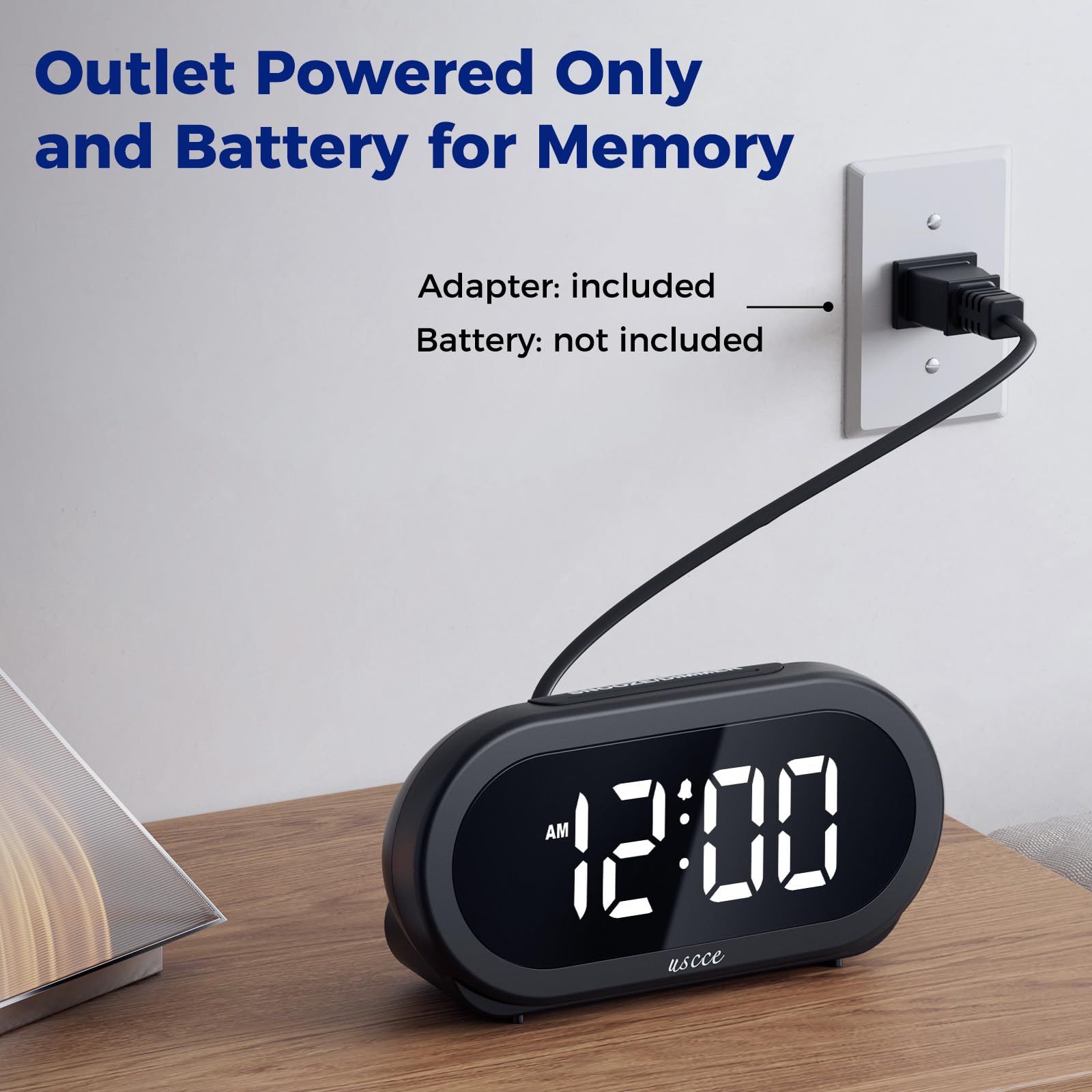 USCCE Small LED Digital Alarm Clock with Snooze, Easy to Set, Full Range Brightness Dimmer, Adjustable Alarm Volume with 5 Alarm Sounds, USB Charger, 12/24Hr, Compact Clock for Bedrooms, Bedside, Desk